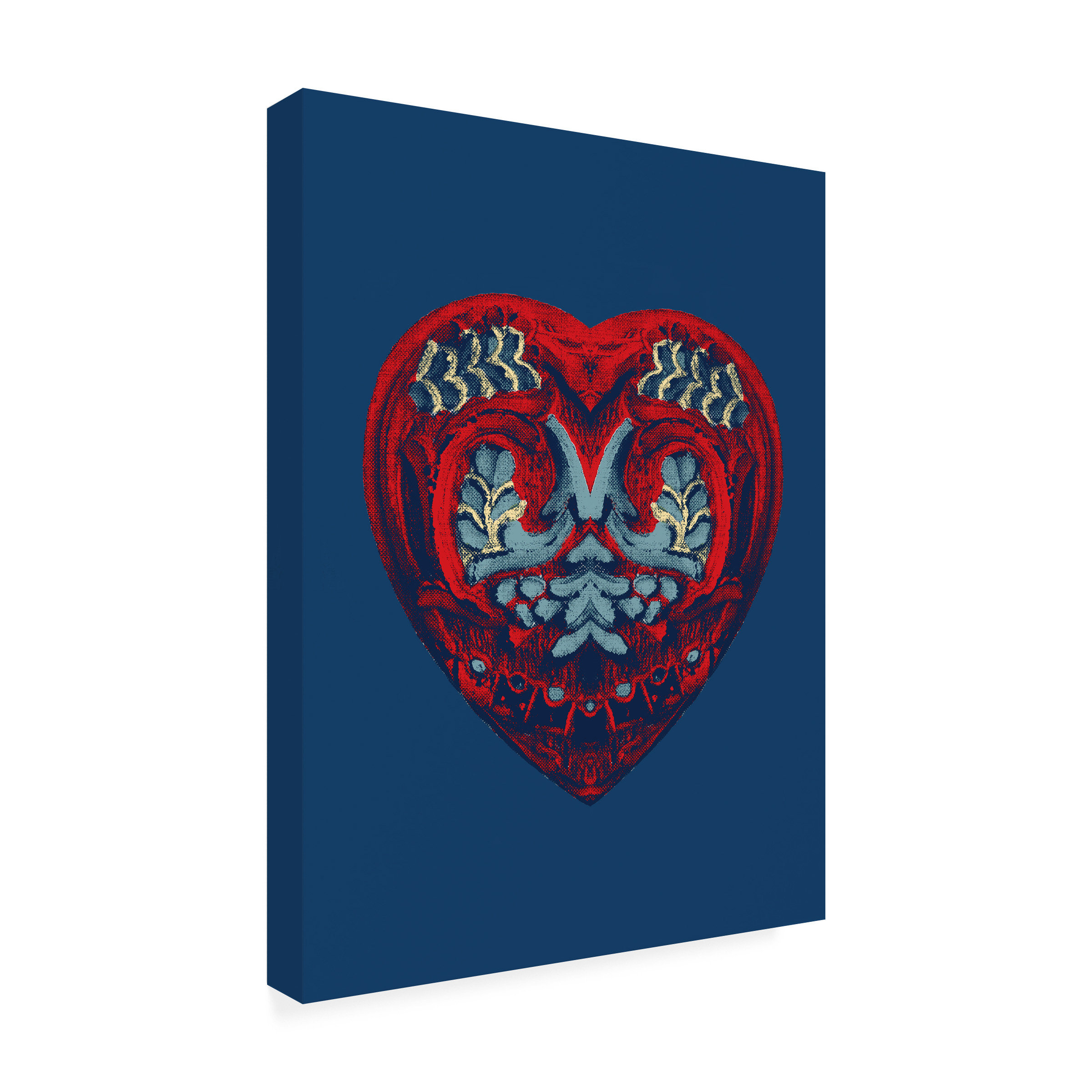 Wildon Home® Eleta Tom Quartermaine Blue Scandi Heart Canvas Art | Wayfair