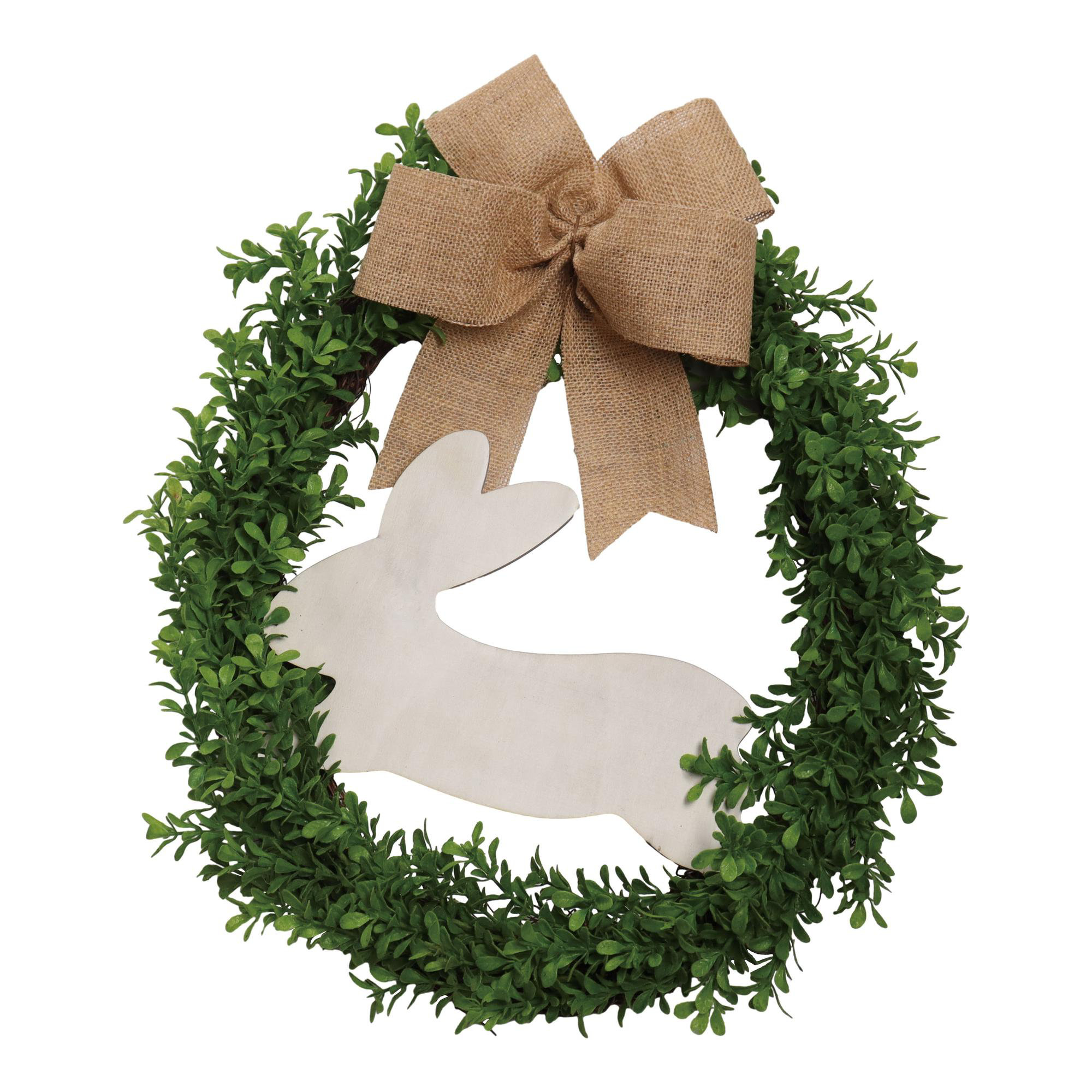 The Holiday Aisle® Greenery Wreath With Natural Easter Bunny And b Home ...