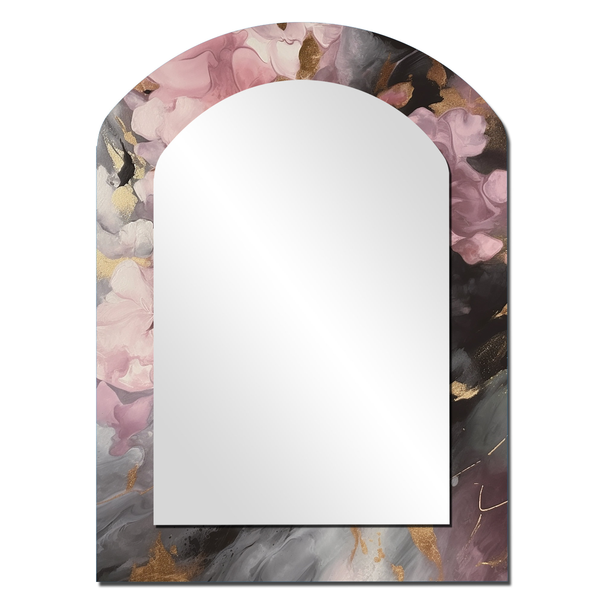 Red Barrel Studio Pink Hydrangea Blooms - Traditional Arch Wall Mirror ...