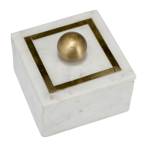 Mercer41 Marble Storage Box - Contemporary Knob Adorned Rectangular ...