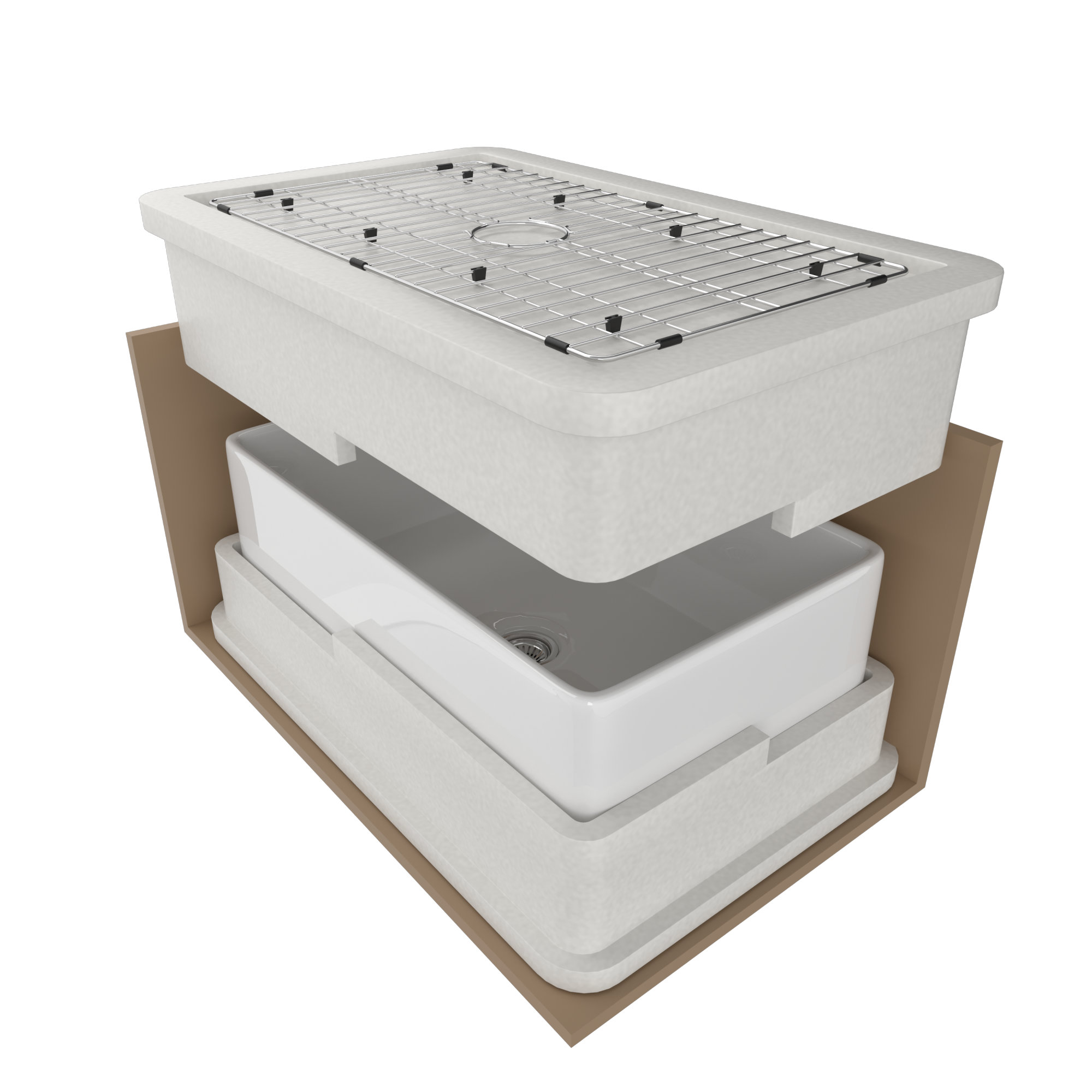 Aula 33" L x 18" W Farmhouse/Apron Kitchen Sink with Faucet, Sink Grid ...