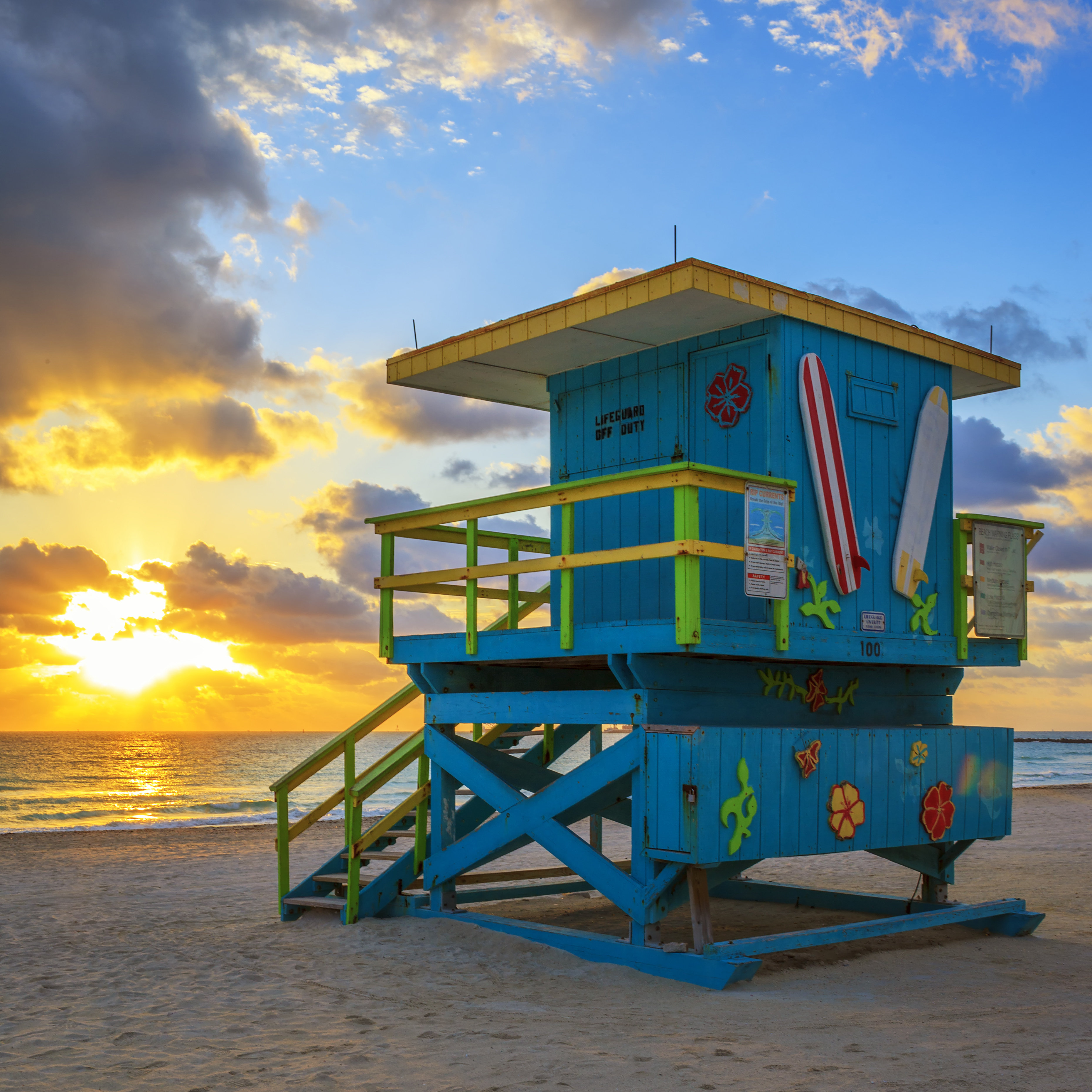 Highland Dunes Lifeguard Tower at Sunrise by Vwalakte - Wrapped Canvas ...