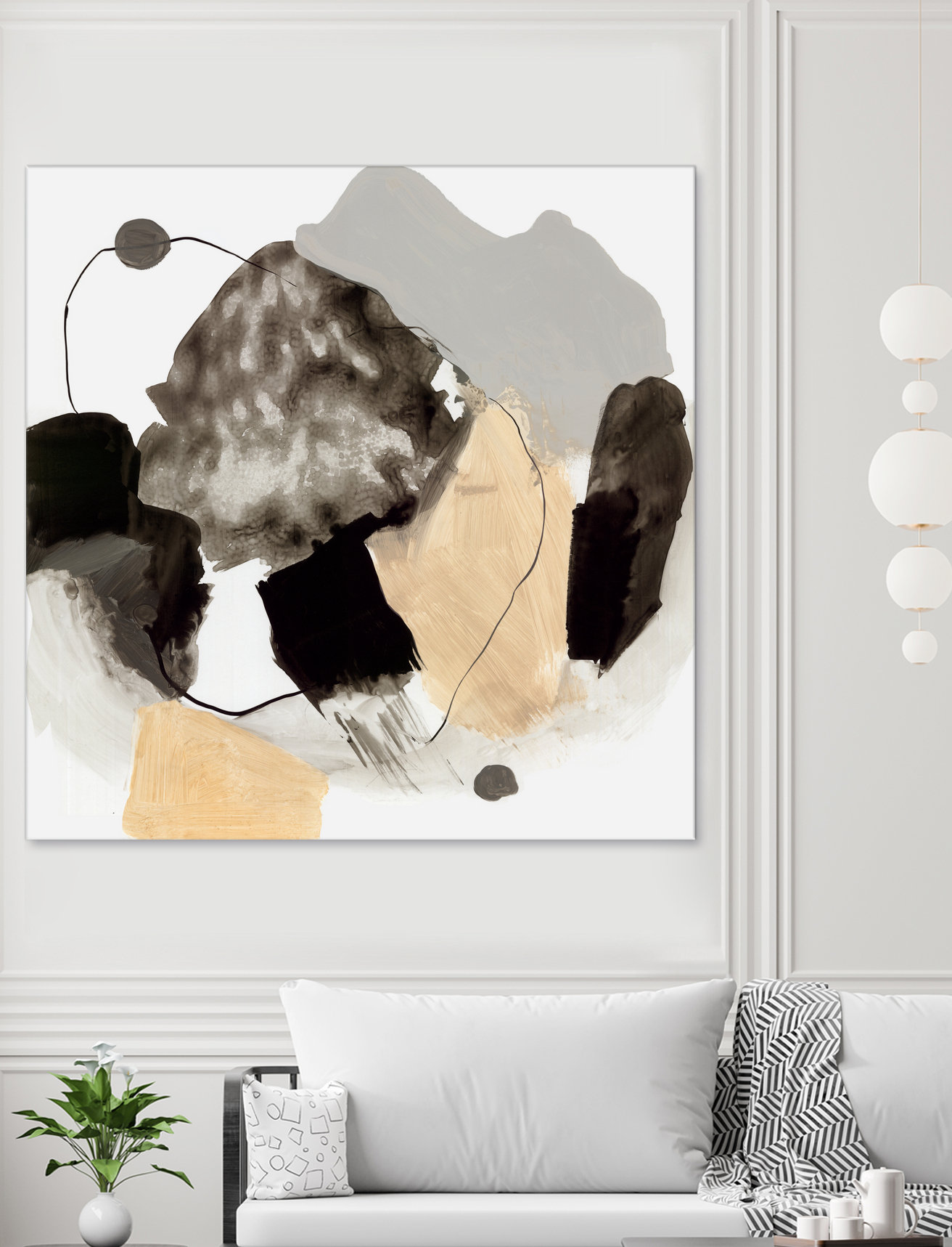 Orren Ellis Black And Grey Blobs Fine Art Giant Canvas Print - Wayfair ...
