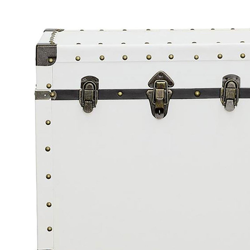 17 Stories Klowi Accent Trunk with Nailhead Trim in White | Wayfair