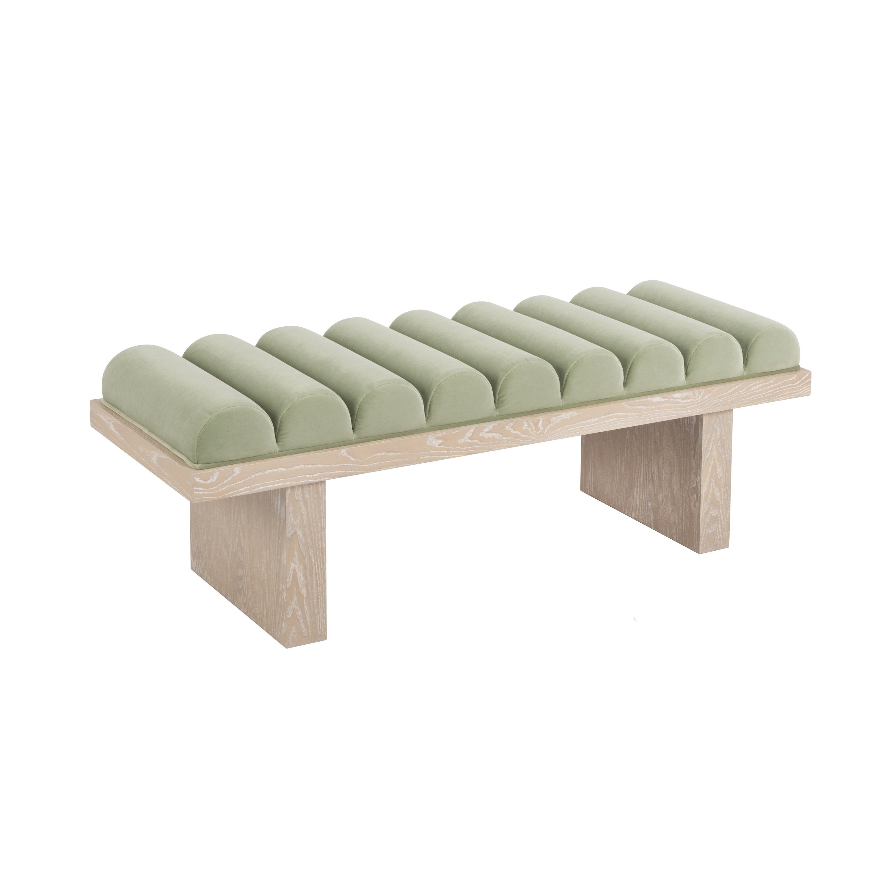 Worlds Away Caspian Channeled Seat Solid Wood Bench | Wayfair