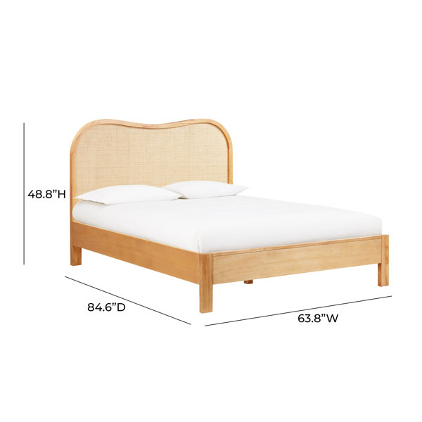 Joss & Main Tourmaline Natural Wood & Rattan Wavy Bed | Wayfair