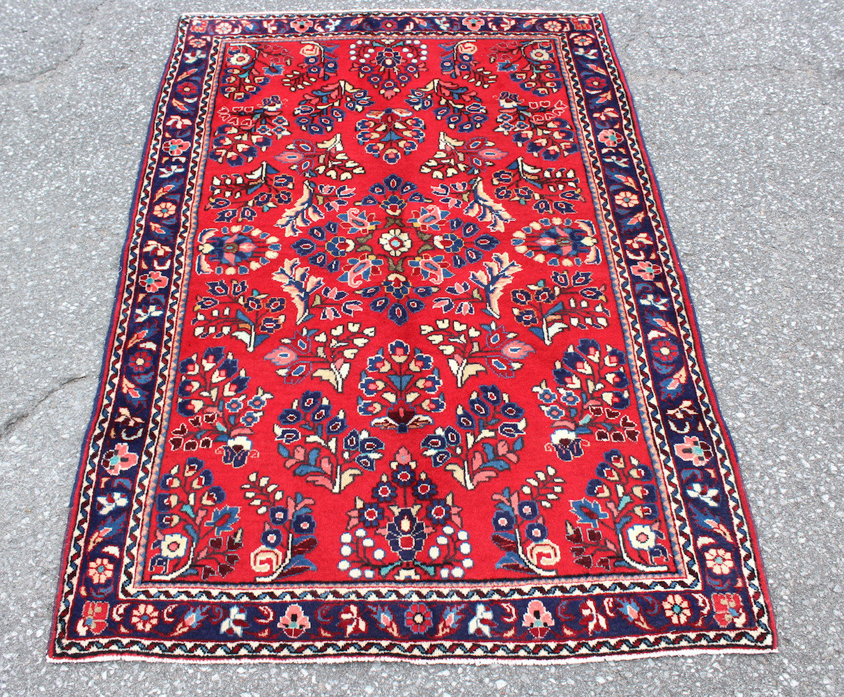 Bungalow Rose Red 4X5 Vintage Rug | Tribal Oriental Persian Rug | Kazak ...