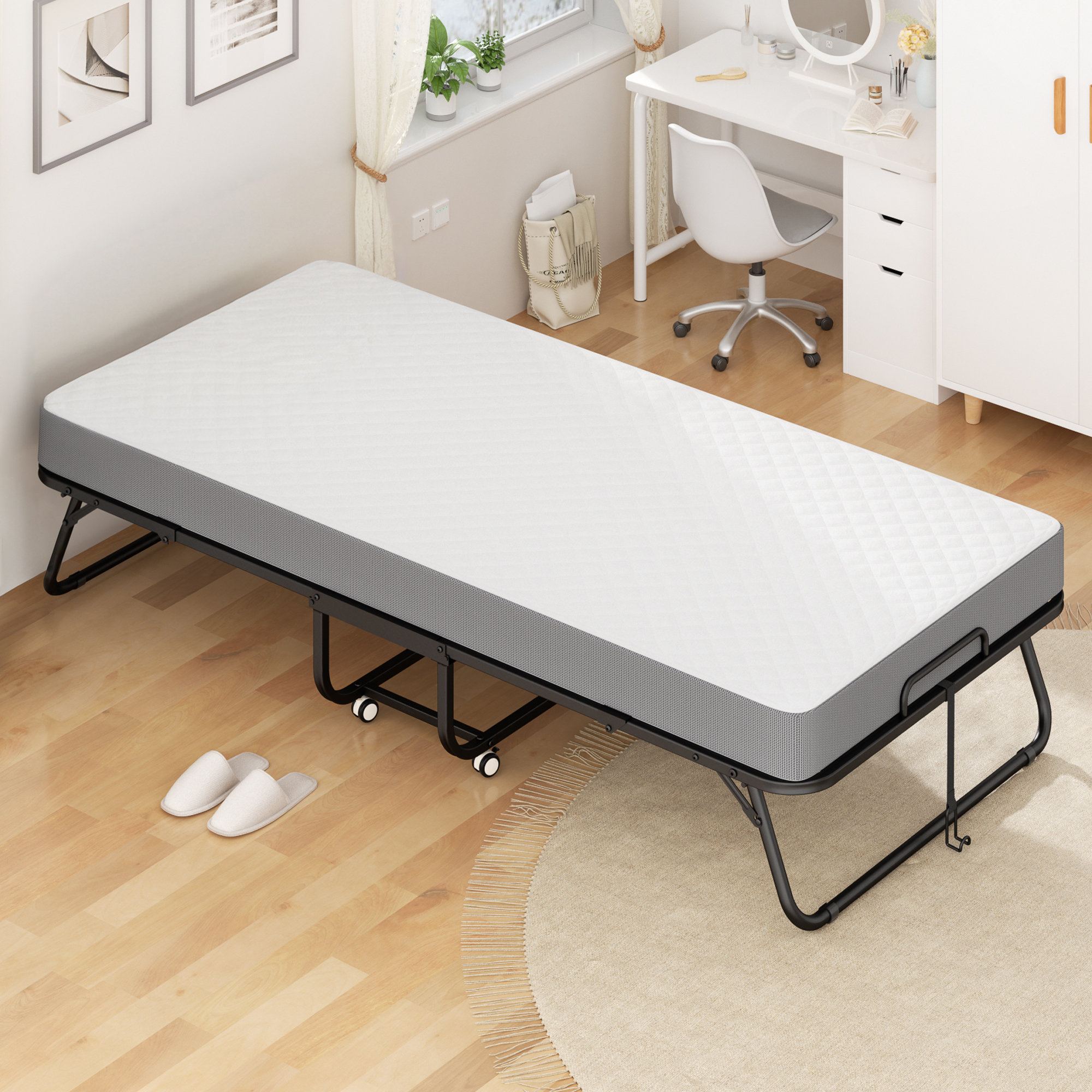 Alwyn Home Folding Bed with 5" Memory Foam Mattress, Roll Away Beds ...