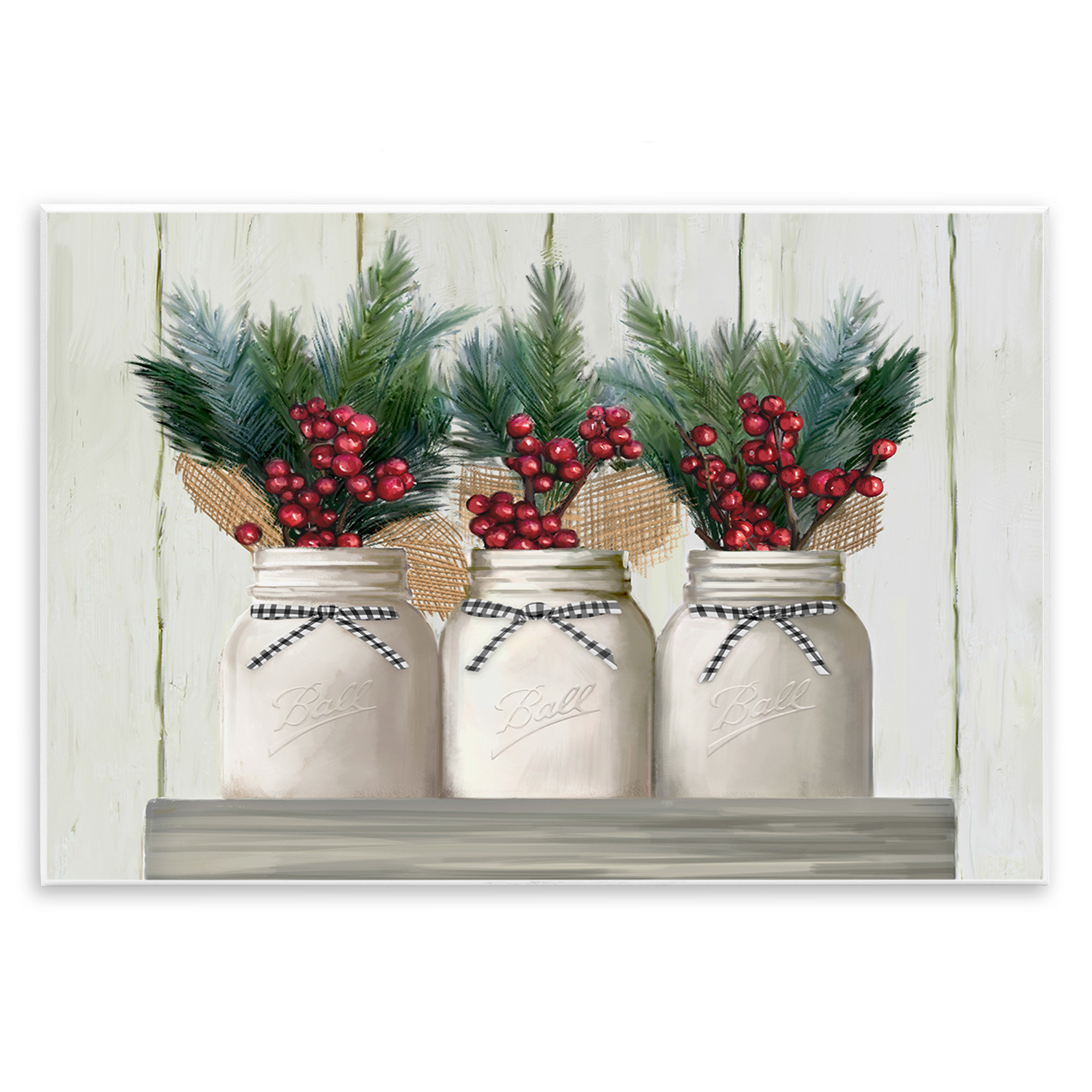 The Holiday Aisle® White Country Jars with Christmas Berry Bouquets by ...