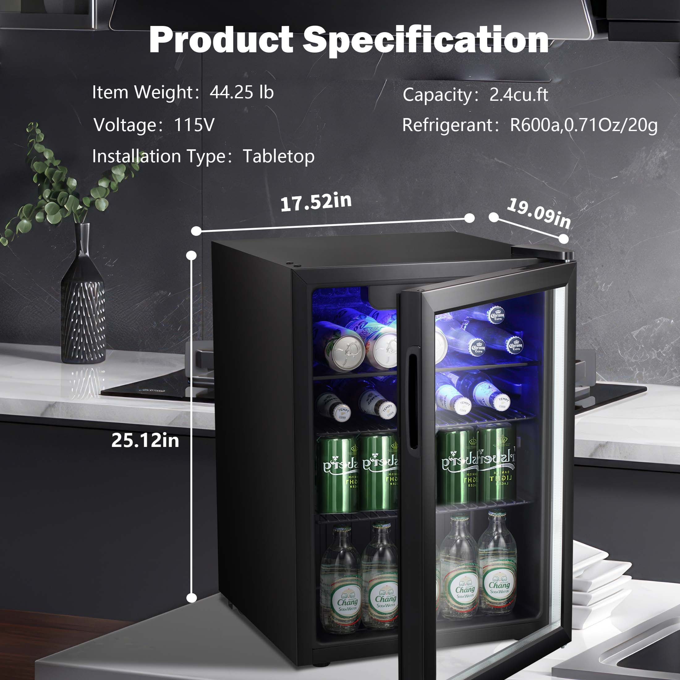 COWSAR 2.4 Cu. ft Mini Beverage Cooler 85 Cans Mini Refrigerator with ...