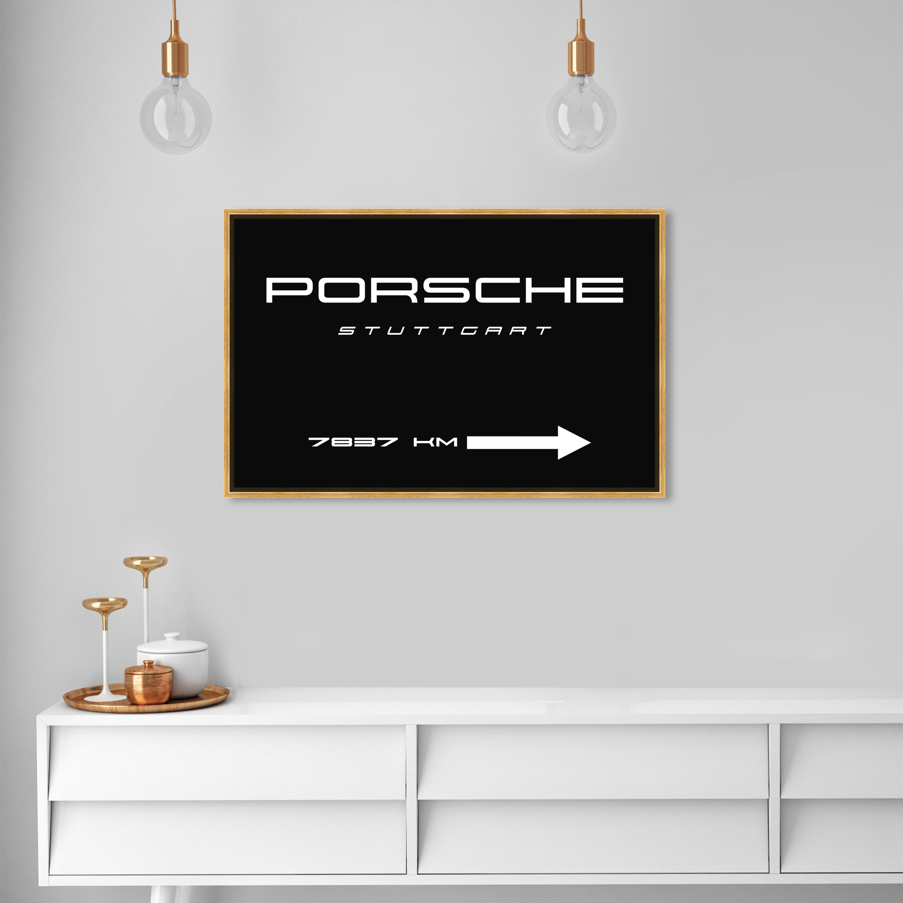 Oliver Gal Prints Fast 911 Road Sign Night, Sports Cars Sign Modern ...