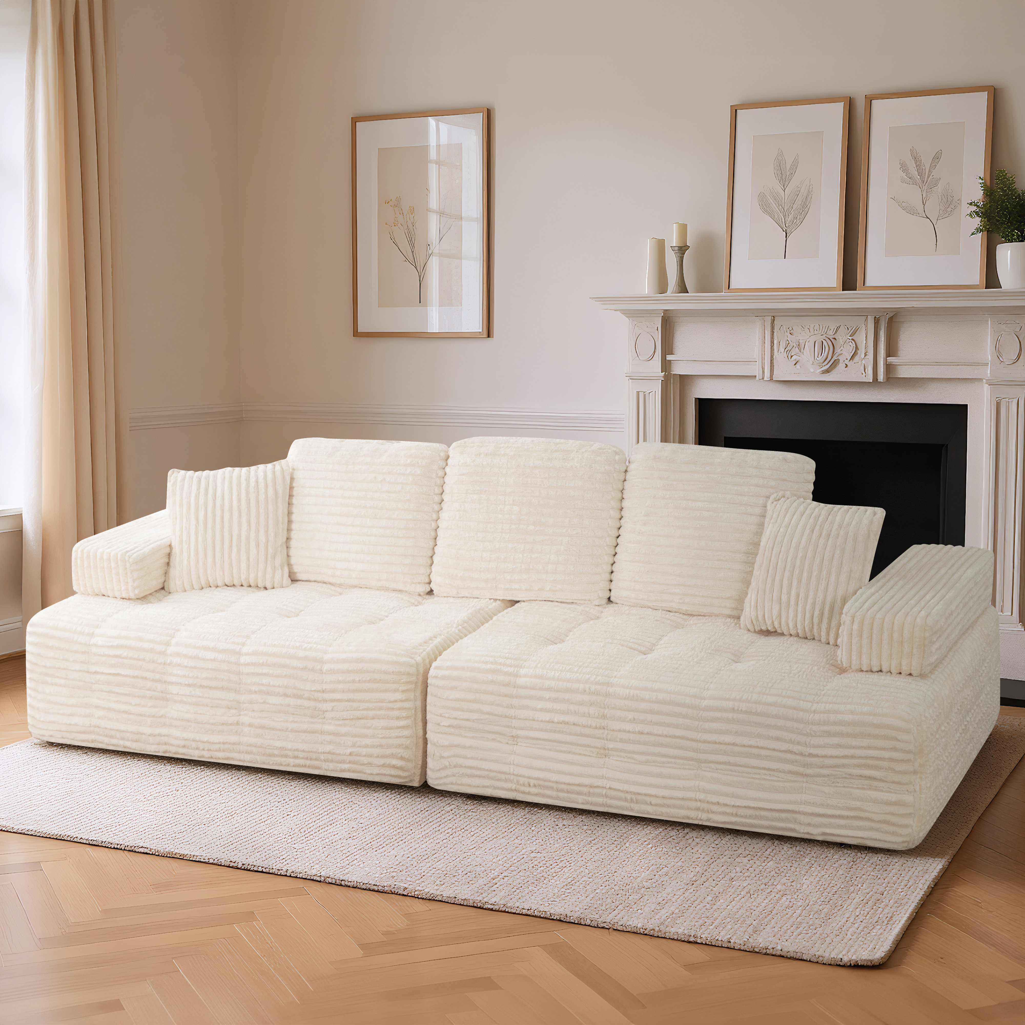 George Oliver 111" No Assembly Cloud Modular Sectional Sofa, Deeper ...
