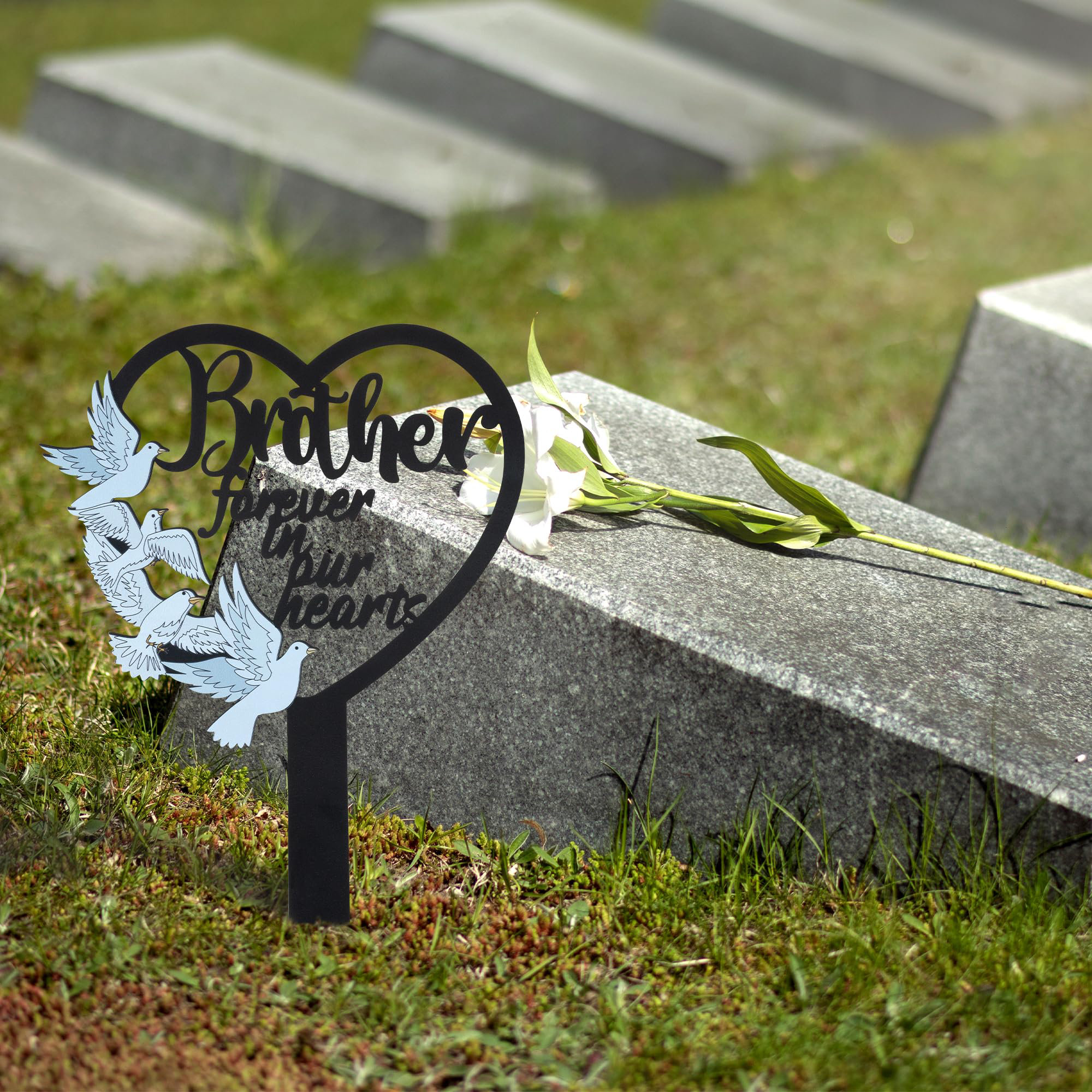 Arlmont & Co. Cemetery Decorations - Brother Metal Memorial Grave ...