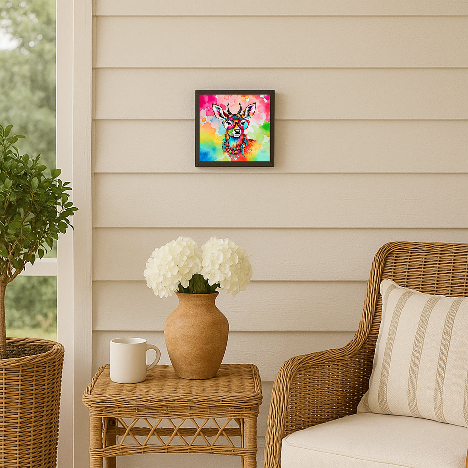 Caroline's Treasures Hippie Animal Deer Framed Metal Print | Wayfair