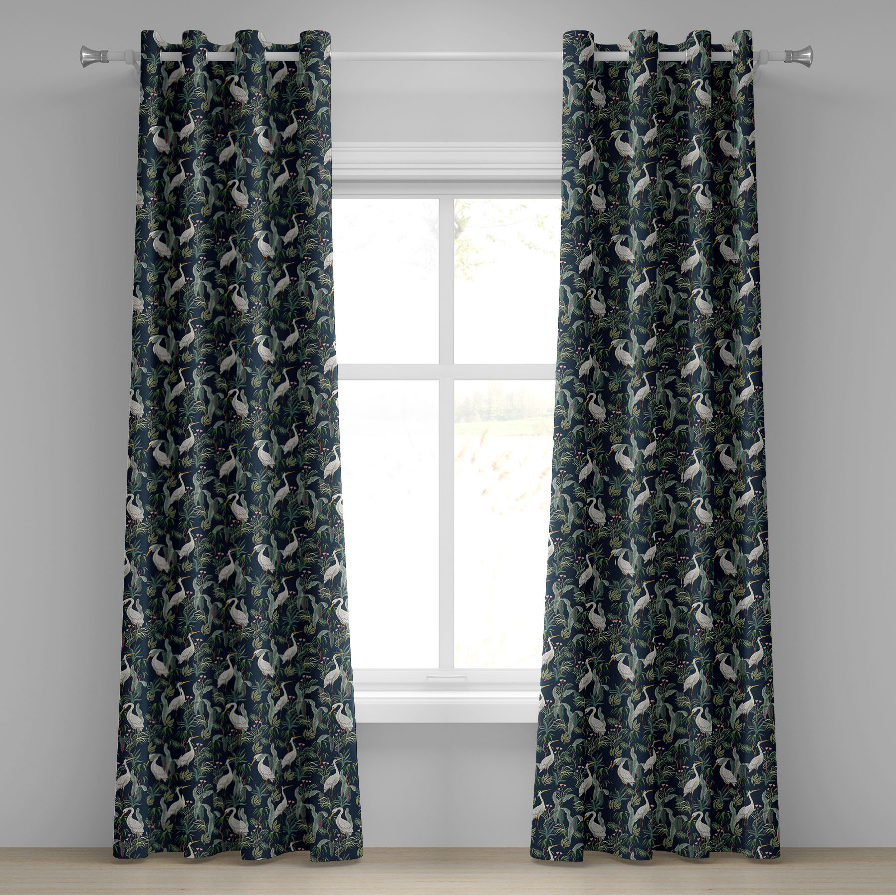 Dakota Fields Exotic Grommet Curtain Jungle Leaves Retro Botany 50" x ...