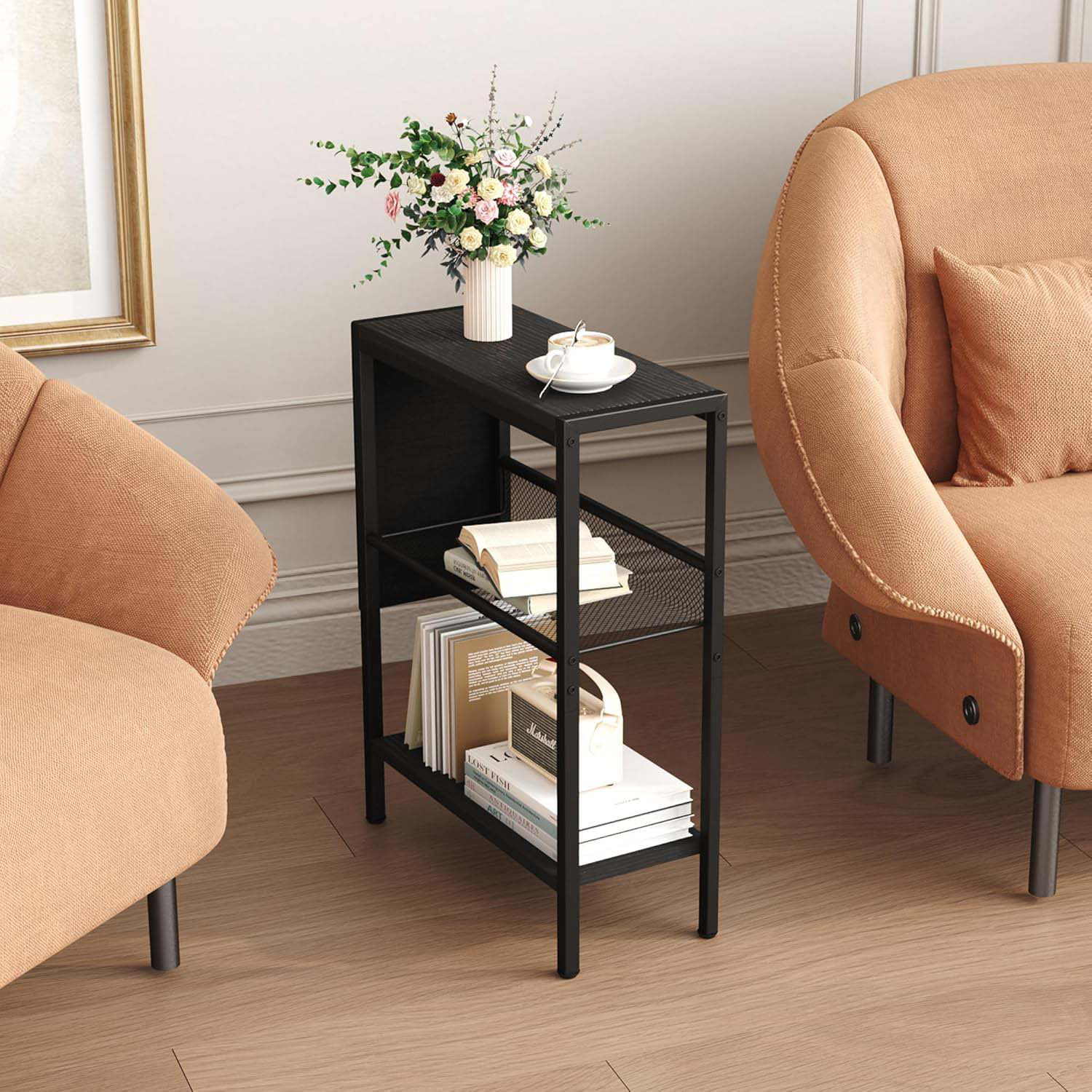 17 Stories Small Narrow Side Table For Small Spaces, Slim End Table ...