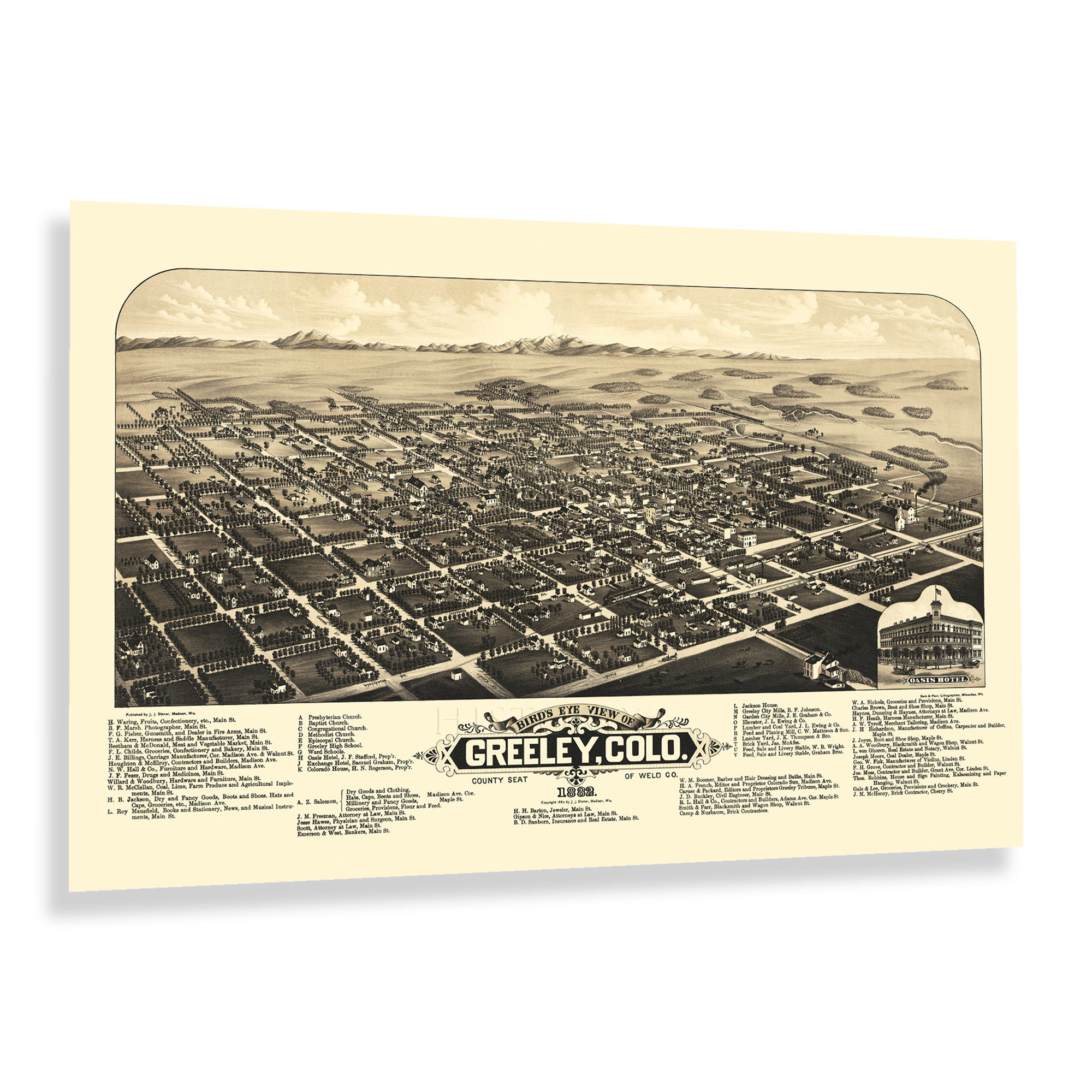 Winston Porter " 1882 Greeley Colorado Map Poster Wall Art " on Paper ...
