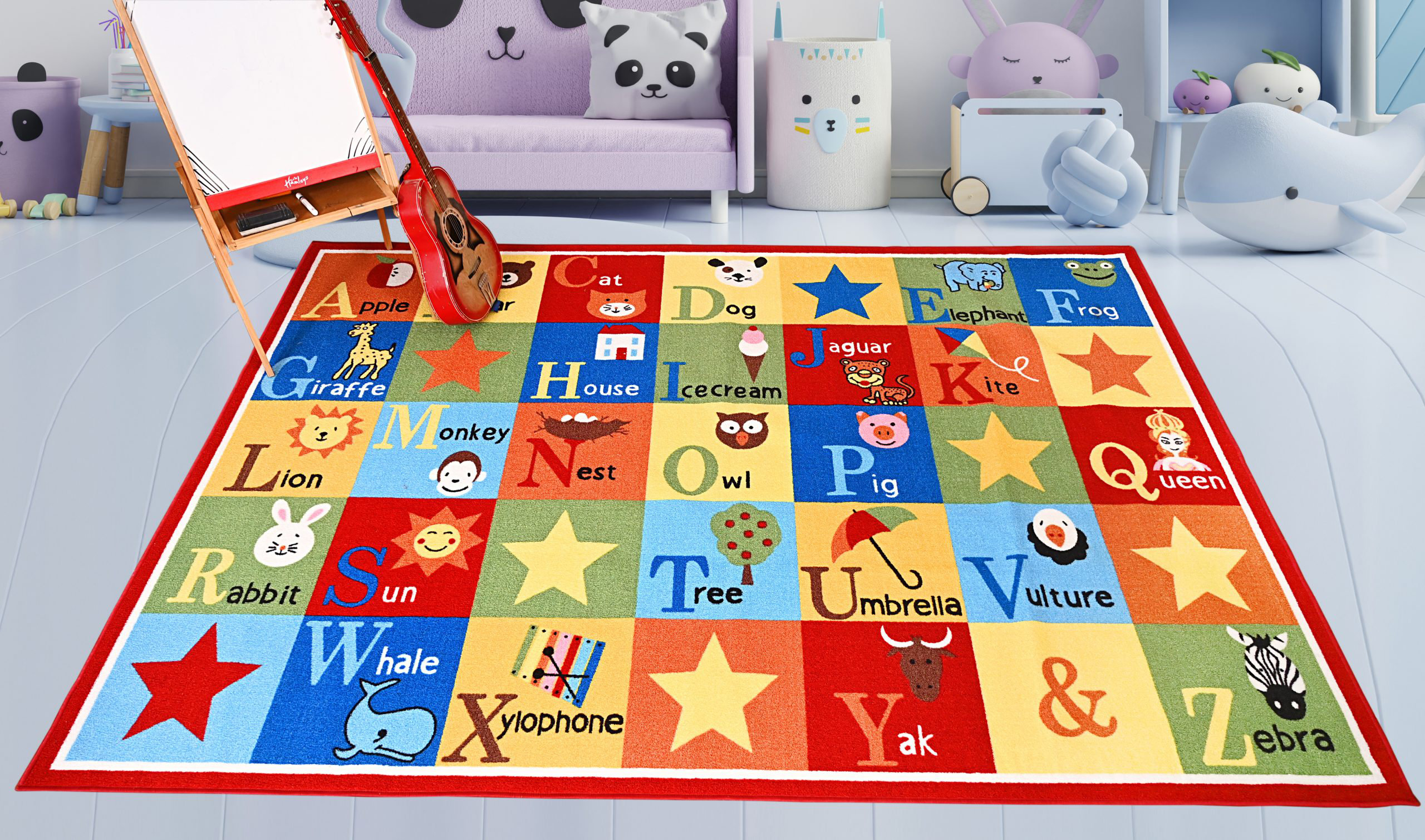 Zoomie Kids Furnish my Place 745 ABC with Animal ABC Area Rug for Kids ...