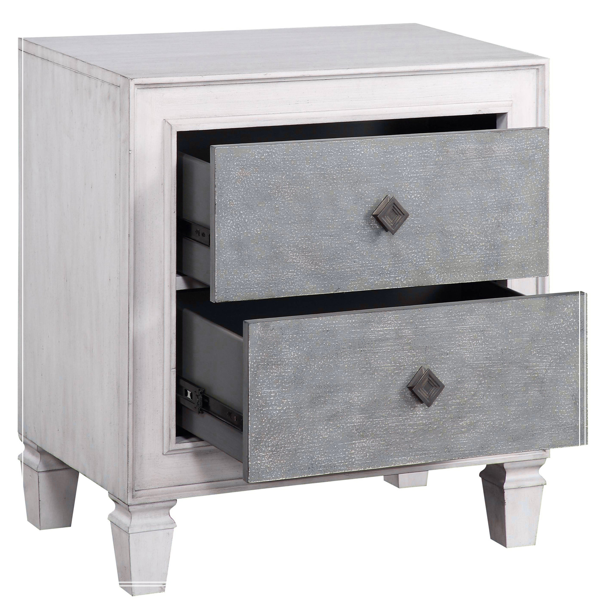 Canora Grey Charming Farmhouse Style Nightstand With Felt Lined Drawer ...