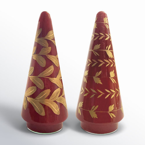 Hand-Painted Reclaimed Glass Cone Tree With Pattern | Birch Lane