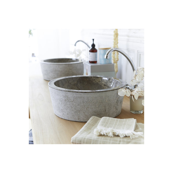 Tikamoon 16'' Grey Marble Circular Bathroom Sink - Wayfair Canada