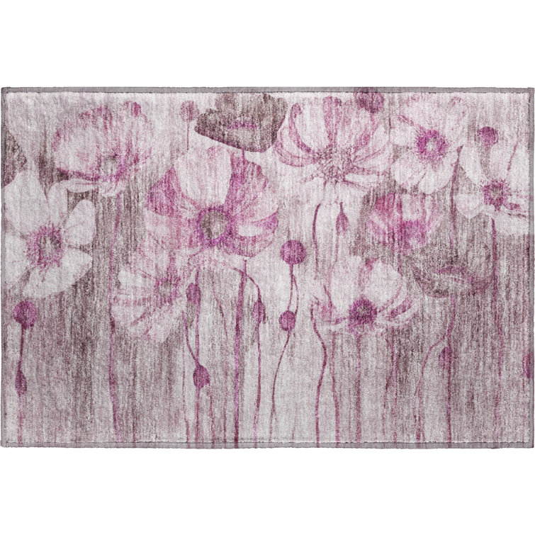 Bungalow Rose Premium Machine Washable Prisco Plum Rug | Wayfair