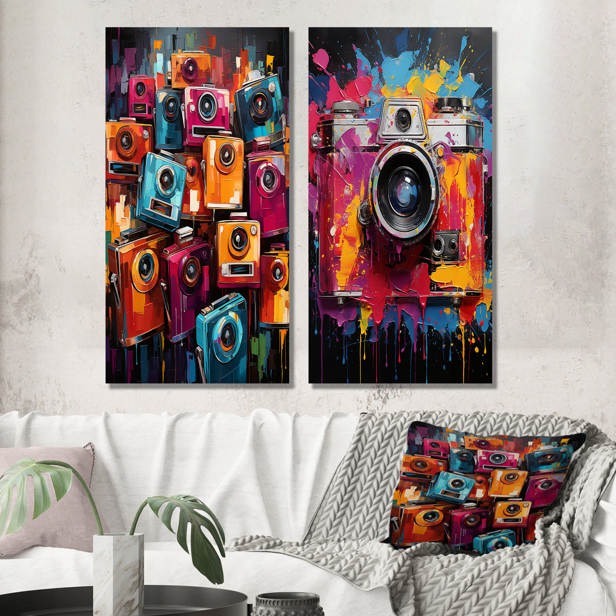Trent Austin Design® Popart Colorful Cameras - Abstract Popart Canvas ...
