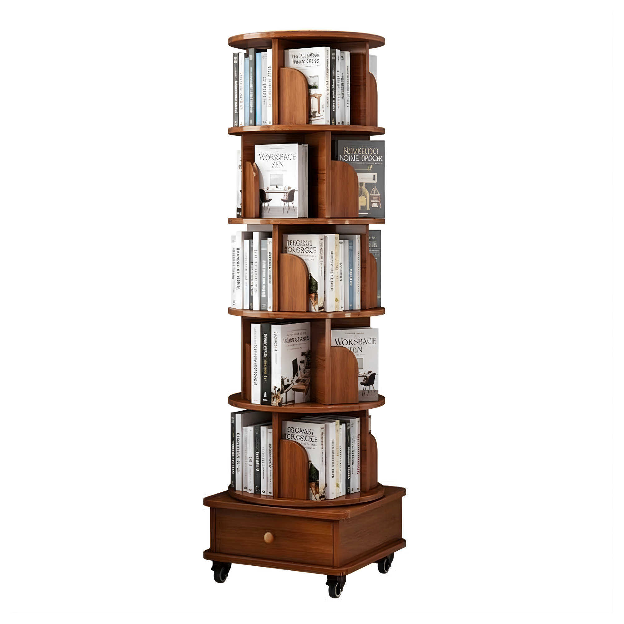 Inbox Zero 360° Rotating Office Storage Cabinet with Wheels, 6-Tier ...