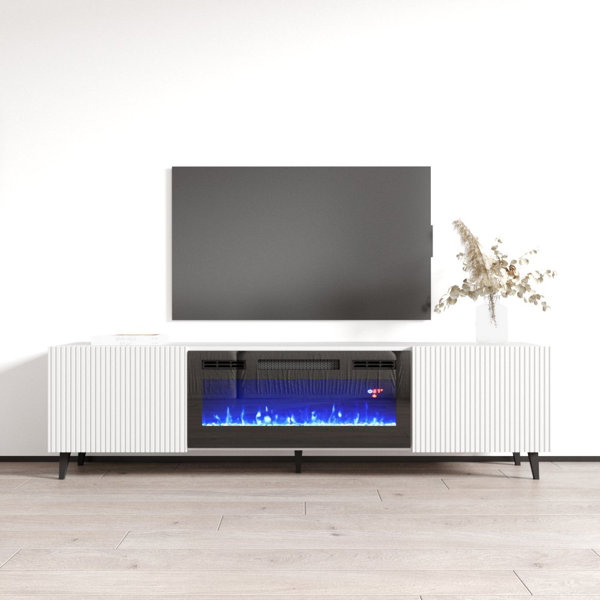Orren Ellis Oaklynn TV Stand for TVs up to 78" with Electric Fireplace ...