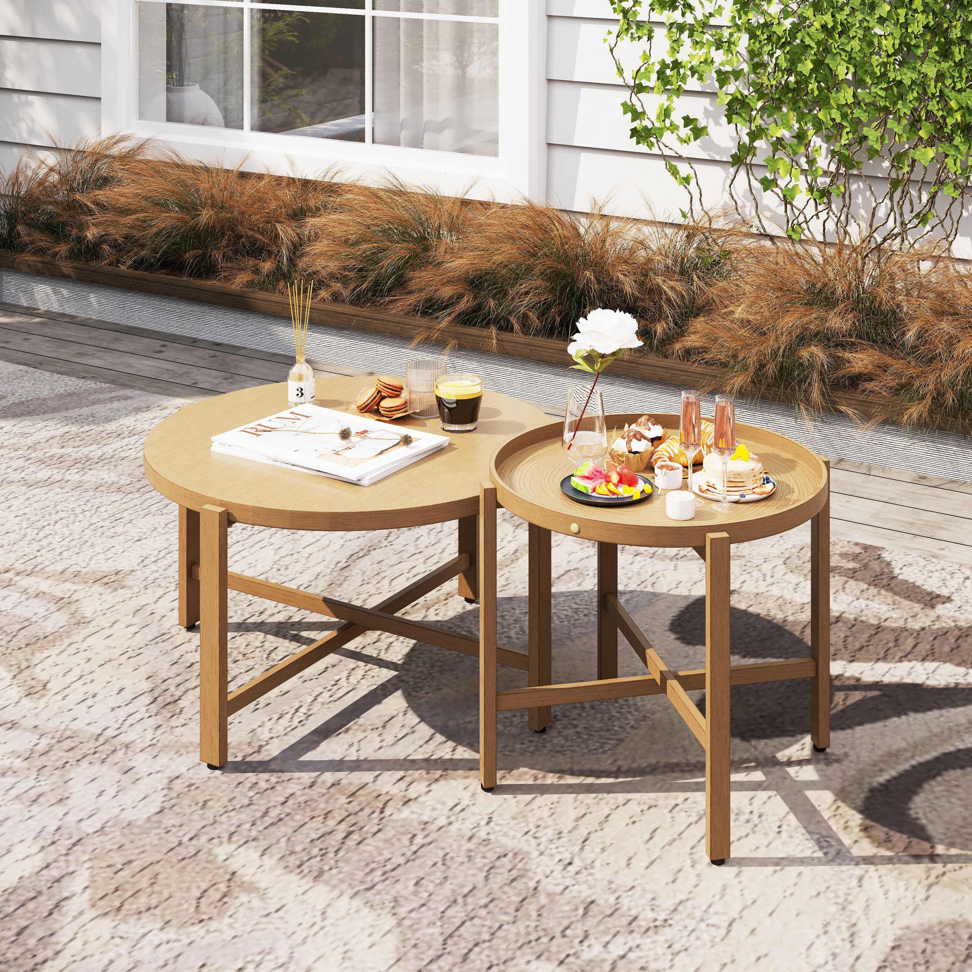 Alphamarts Two Outdoor Metal Patio Coffee Tables - Wayfair Canada