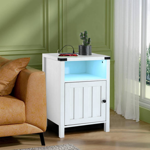 Gracie Oaks Chunn End Table with Storage and Built-In Outlet | Wayfair