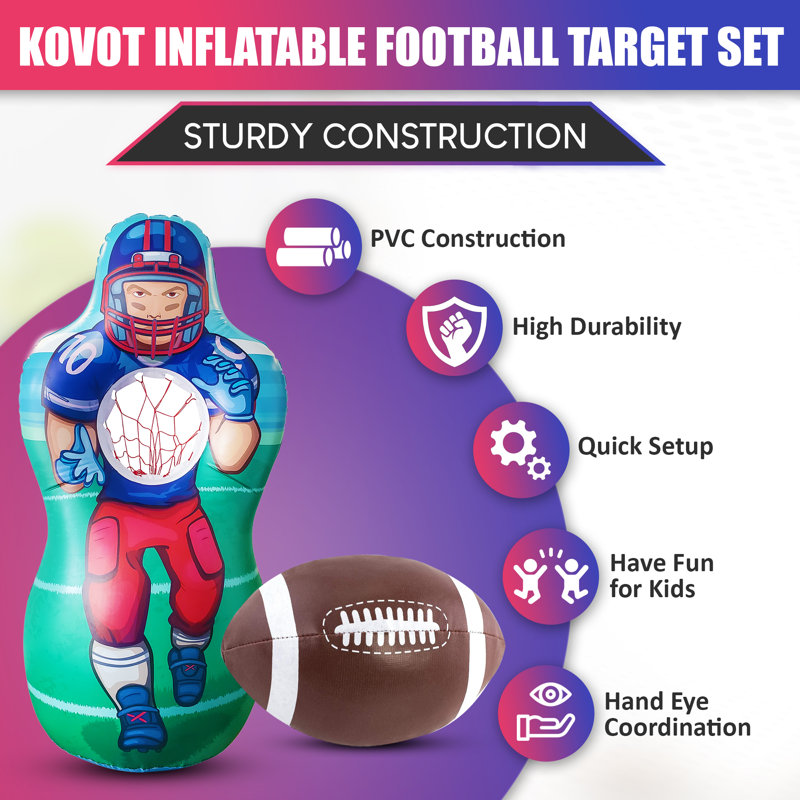 KOVOT Inflatable Football Target Set - Inflates to 5 Feet Tall! - Soft ...