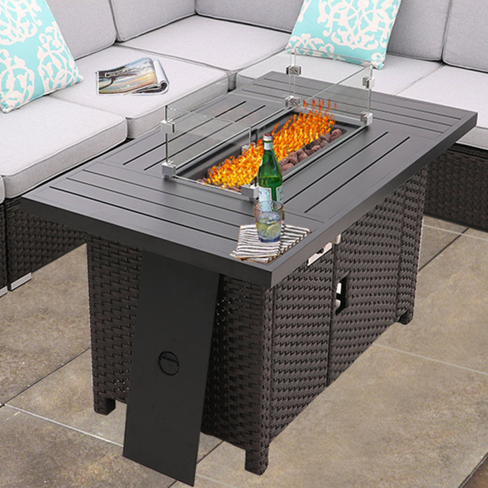 Latitude Run® Damera 24.2'' H x 46'' W Aluminum Propane Outdoor Fire ...