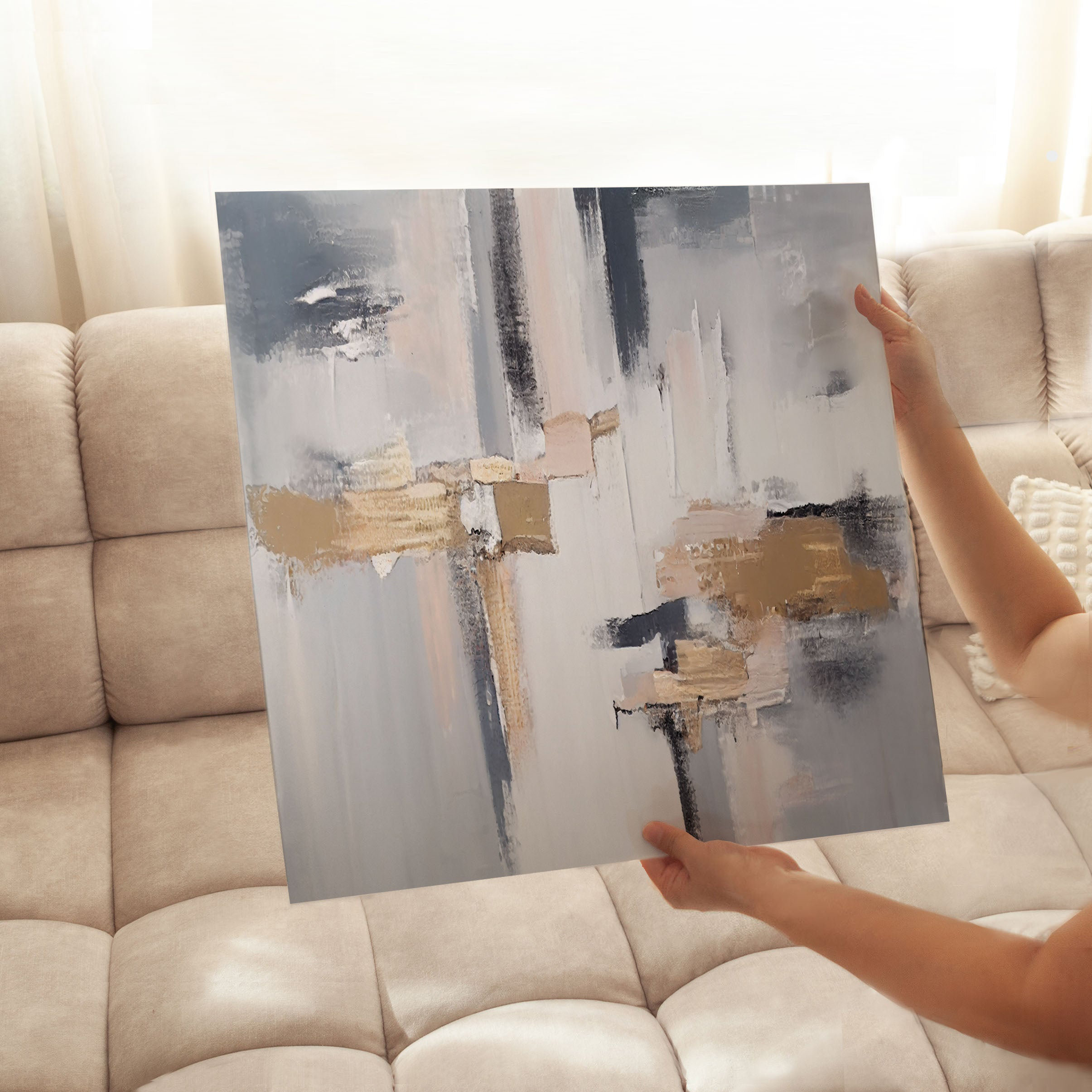 Mercer41 Abstract Abstract Balance Gold Transitional Unframed Art Print ...