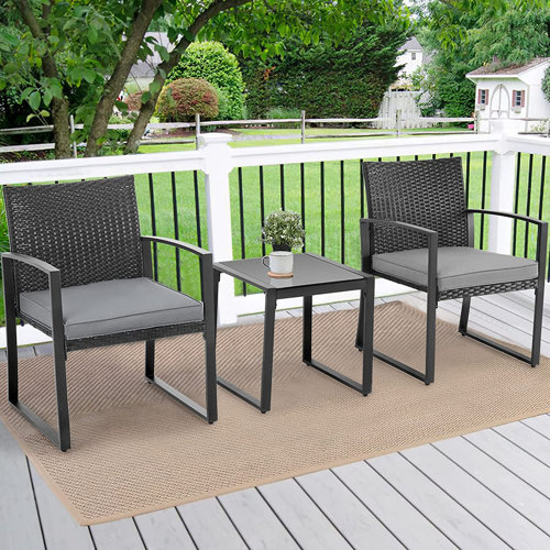 Ebern Designs Jipson 2 - Person Outdoor Seating Group with Cushions ...