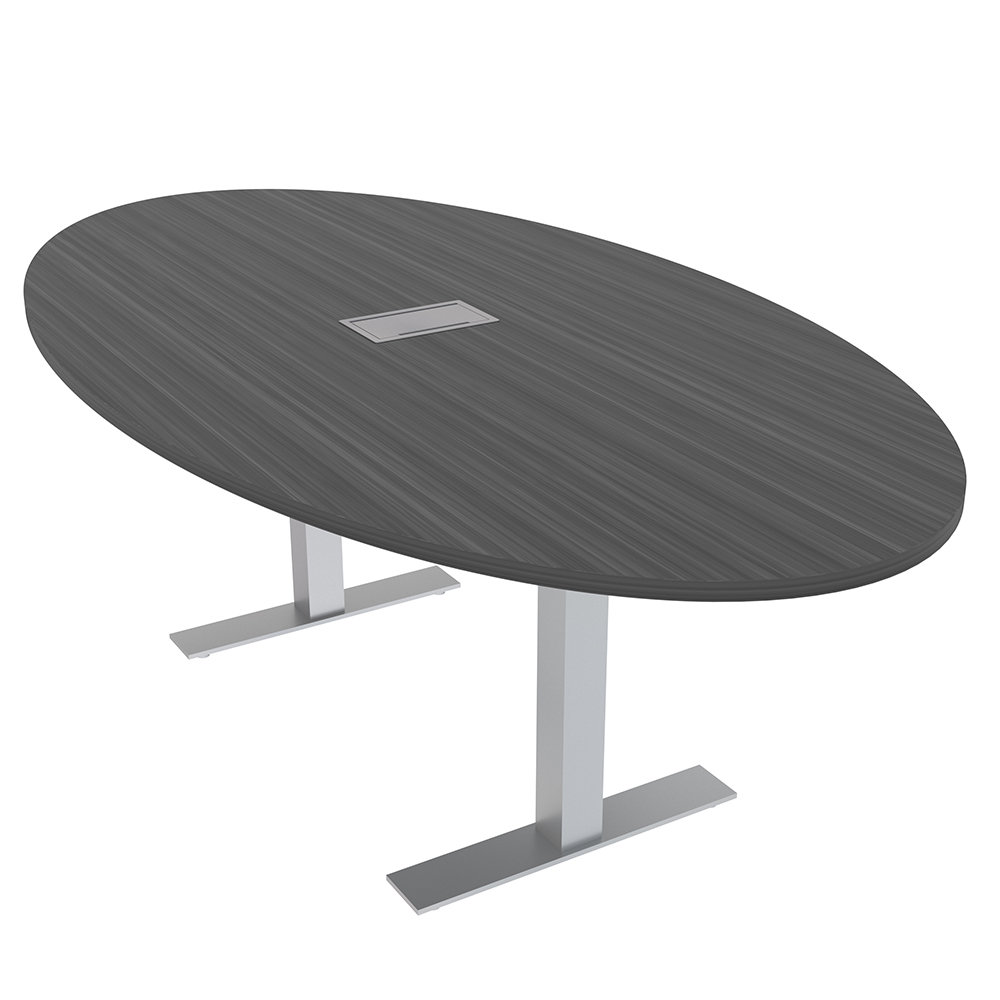 Inbox Zero 7' Oval Conference Room Table with T-Shaped Base and ...
