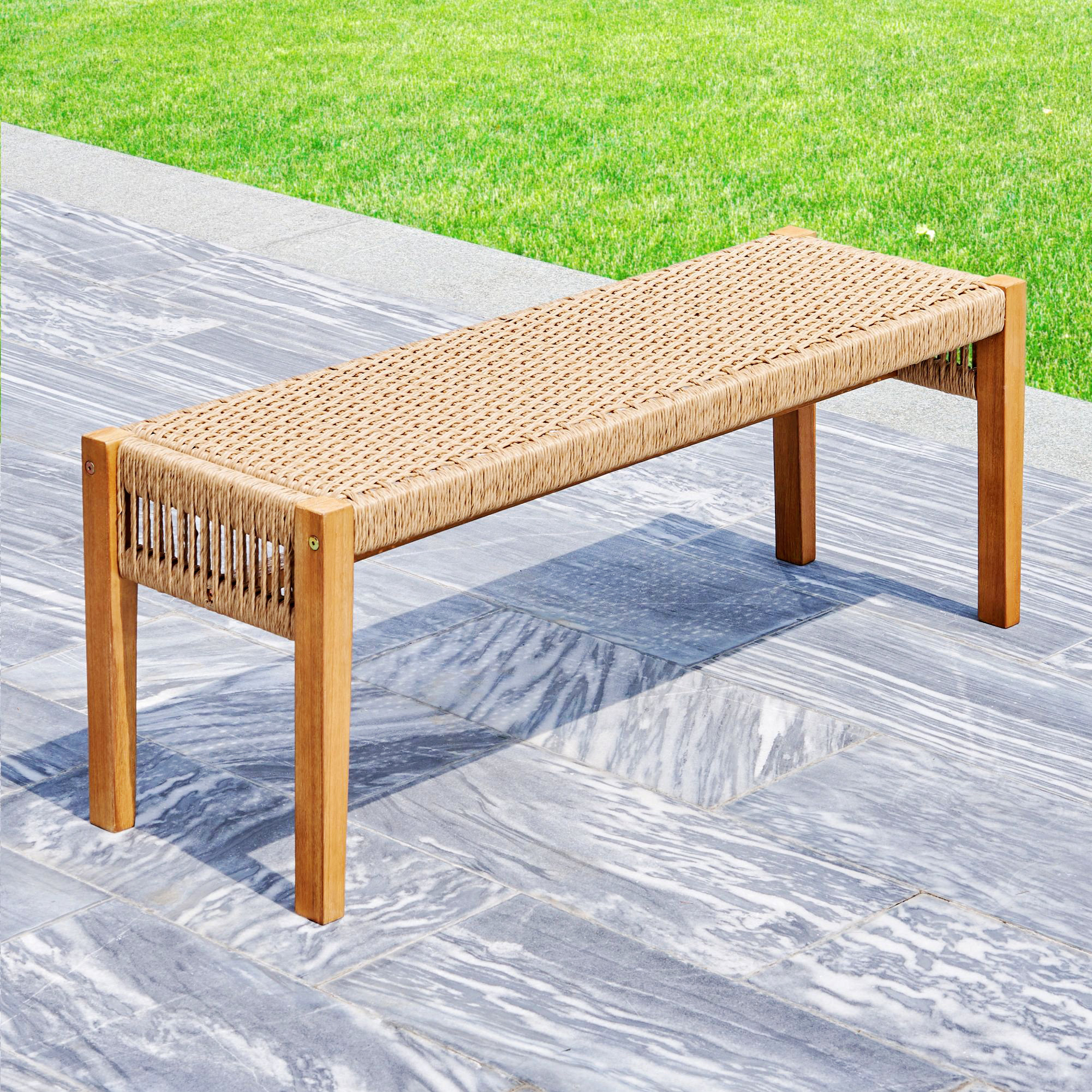 Latitude Run® Strapped Rattan Garden Bench | Wayfair