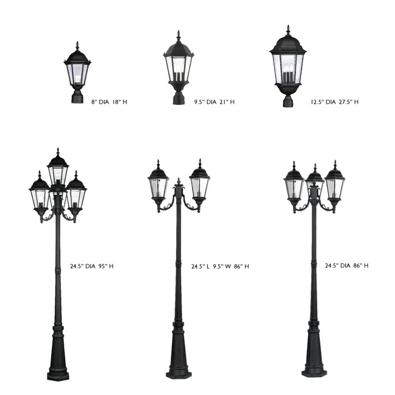 Lark Manor™ Agnis Textured Black 4 -Light 95" H Hardwired Lamp Post ...