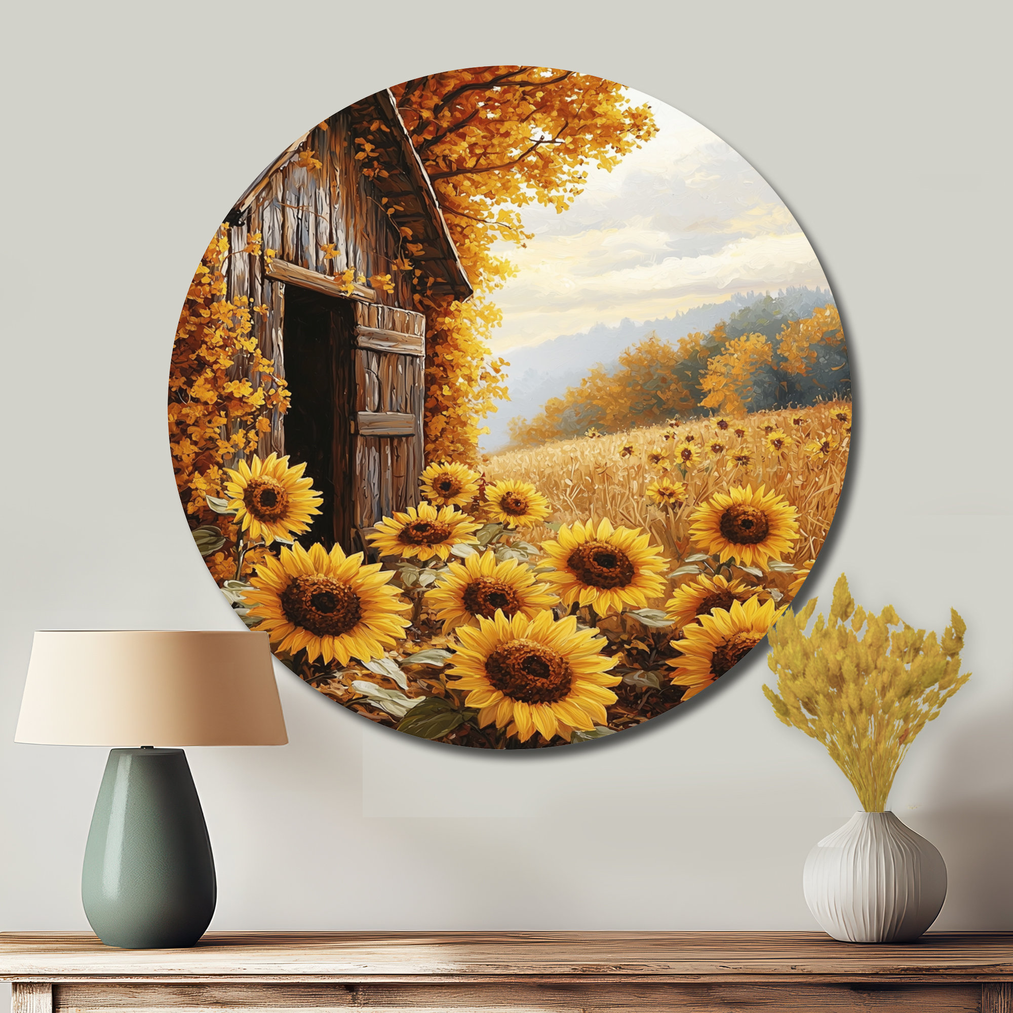 August Grove® Sunflowers And The Hayloft Barm II - Traditional Yellow ...