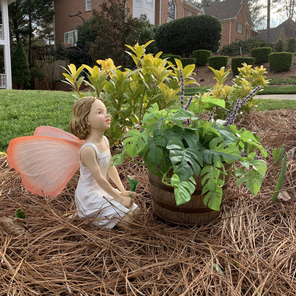 HomeStyles Suffolk Fairy Rebecca with Barrel Planter Garden Statue ...