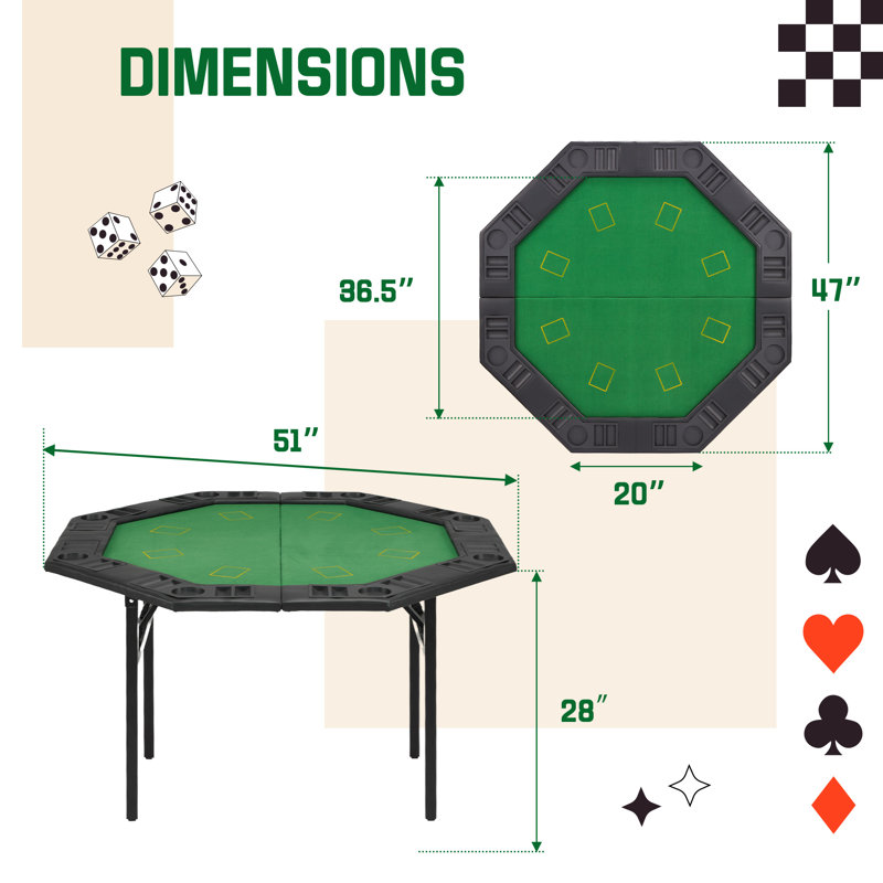 AVAWING 51” 8-Players Octagon Foldable Poker Table & Reviews | Wayfair