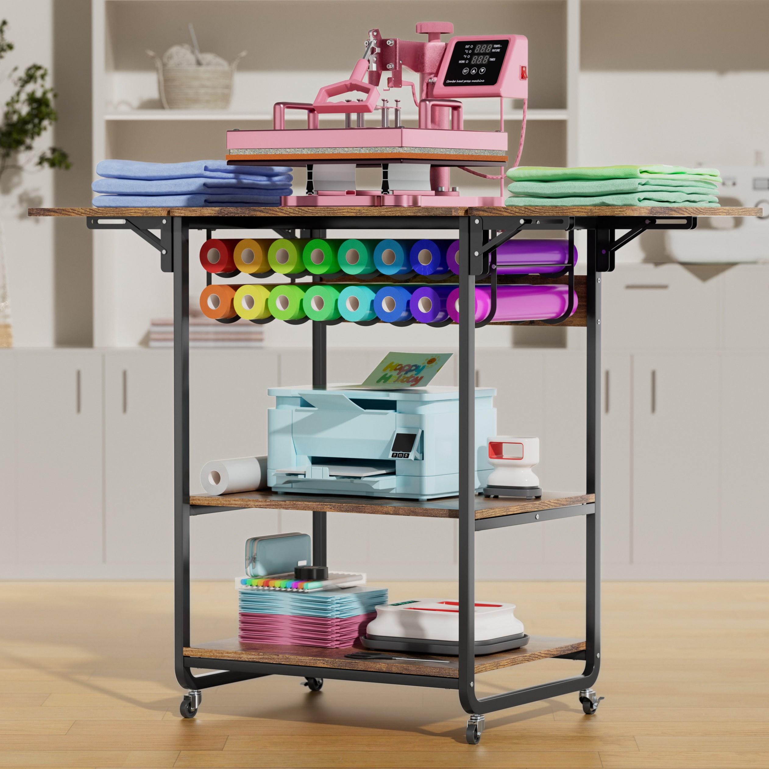 Ackitry 46.5" x 19.7" Foldable Craft Table with Wheels & Reviews | Wayfair