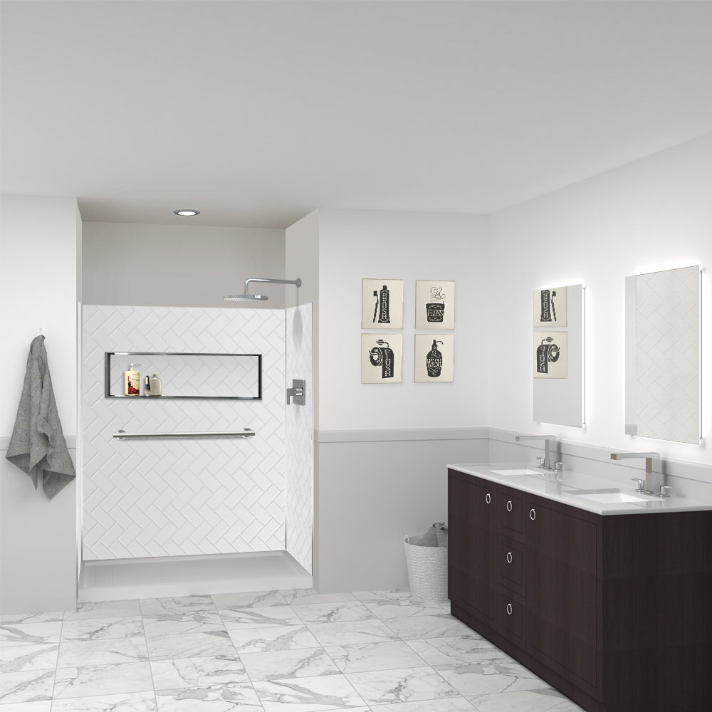 Transolid Paroi de douche à trois panneaux H 72 po x P 36 po Prodigy ...