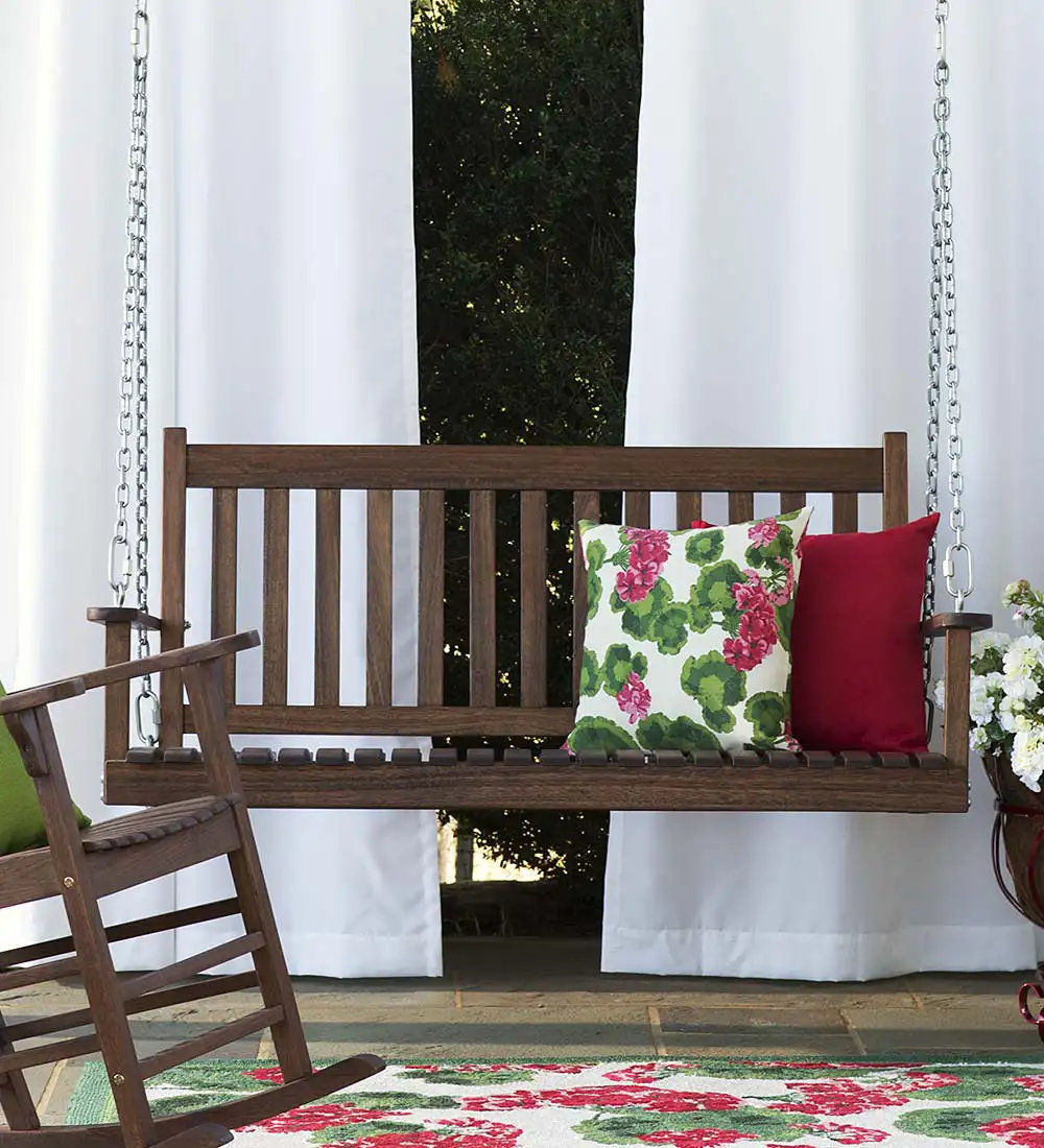 Red Barrel Studio Slatted Wood Porch Swing - Natural Stain & Reviews ...