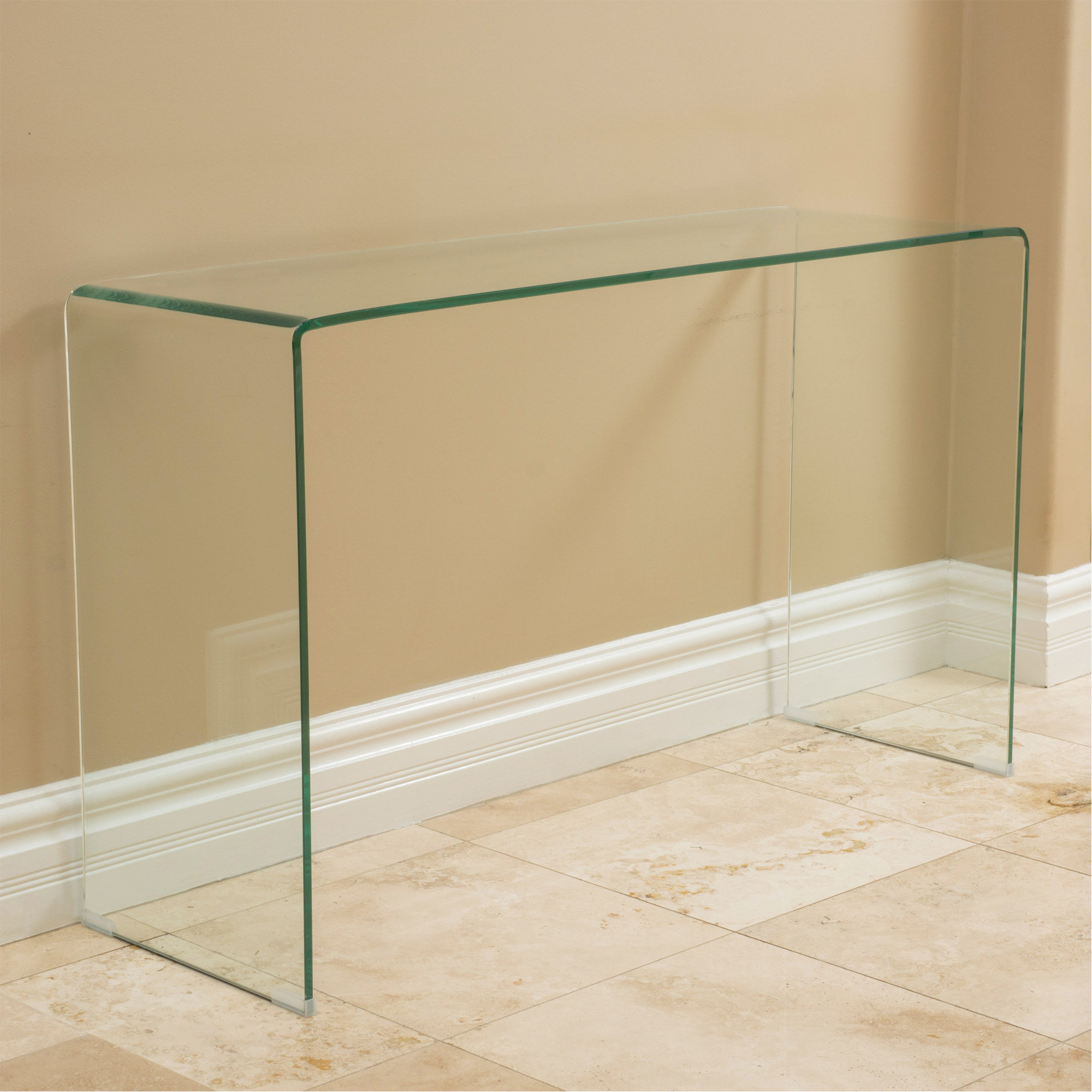 17 Stories Sleek Tempered Glass Console Table For Stylish And ...