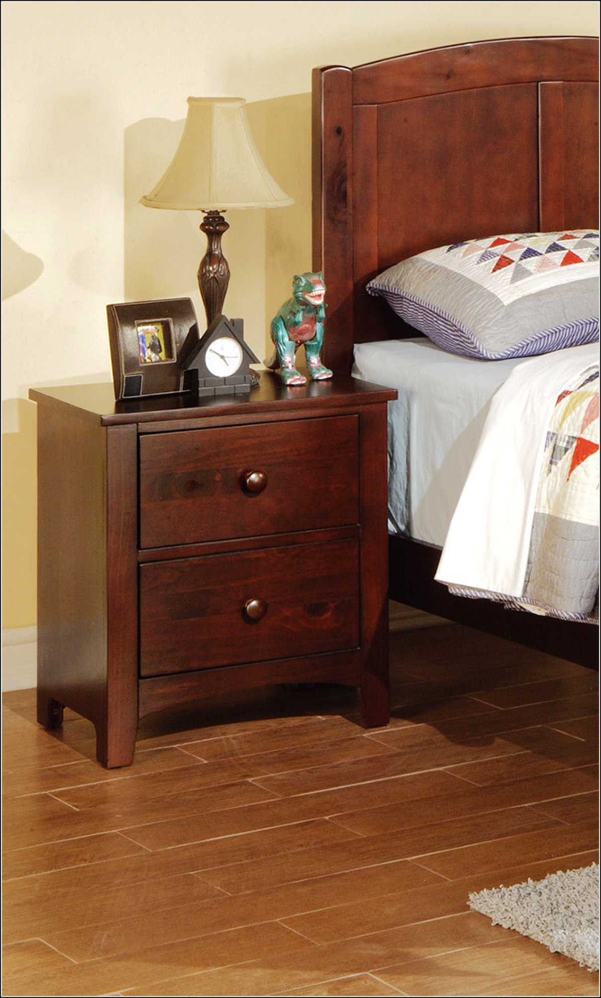 Lark Manor™ Nightstand 2-Drawers Pine Veneer MDF Wooden 1Pc Modern ...