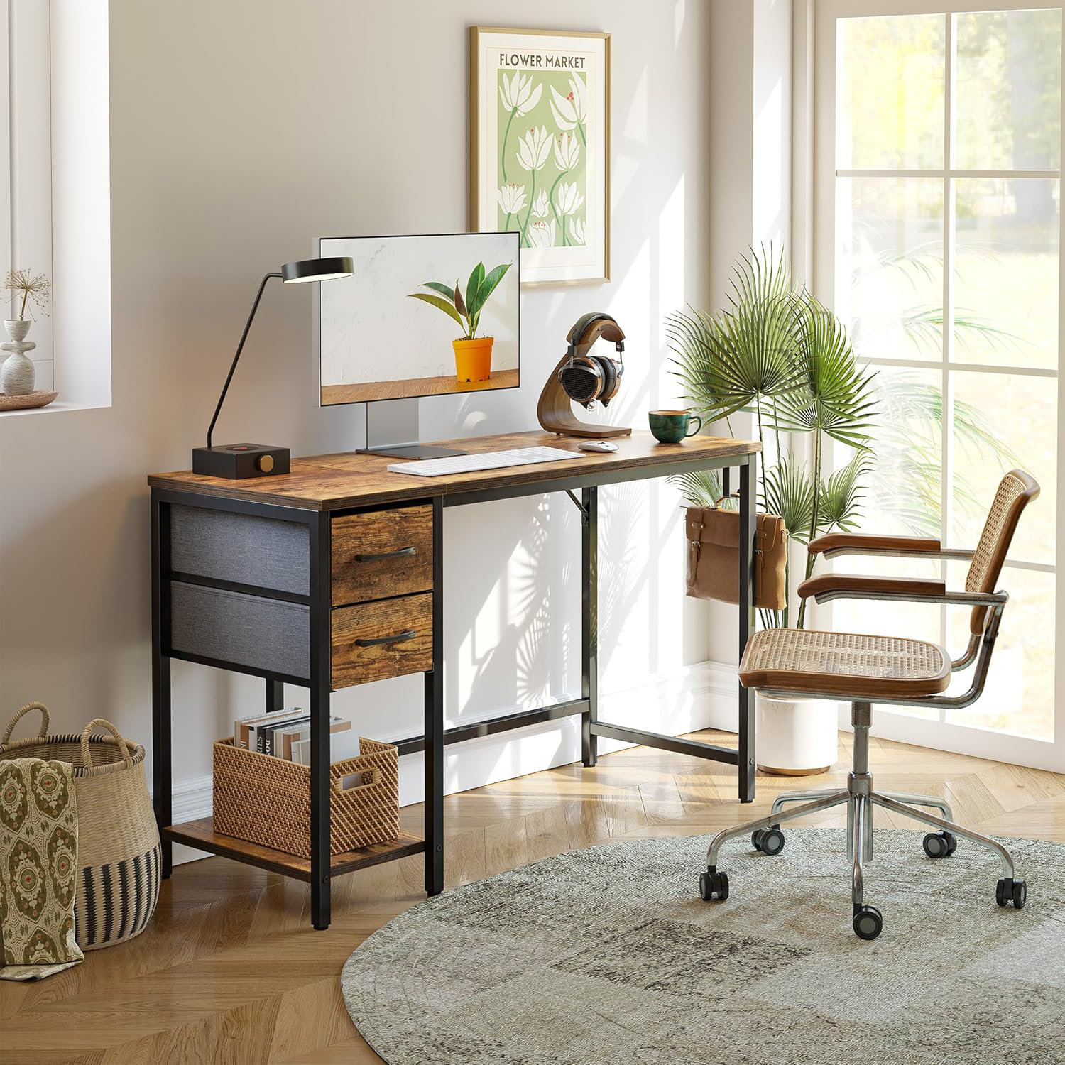 17 Stories 40-inch Computer Desk with 2 Drawers, Compact Home Office ...