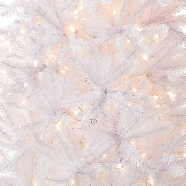 The Holiday Aisle® Kingswood Fir White Pencil Tree with Clear Lights ...