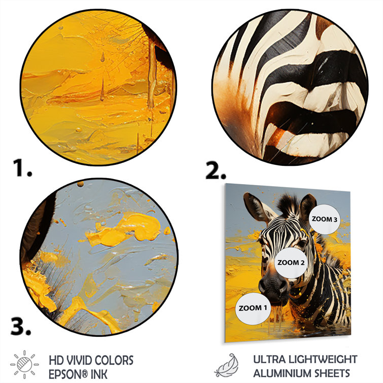 Bungalow Rose " Animal Lemon Zebra Drips " on Metal | Wayfair