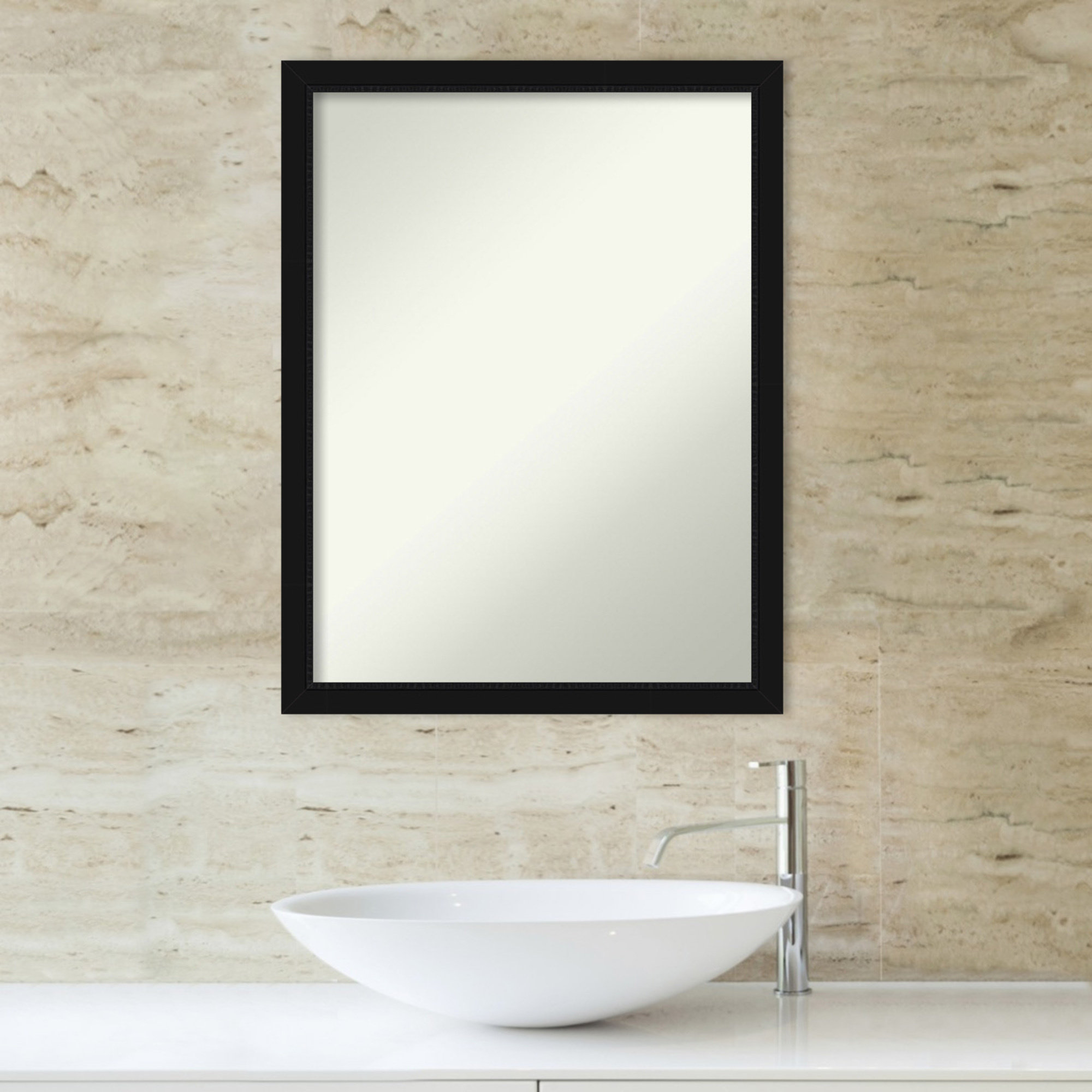 Latitude Run® Avon Black Narrow Bathroom Vanity Non-Beveled Wall Mirror ...